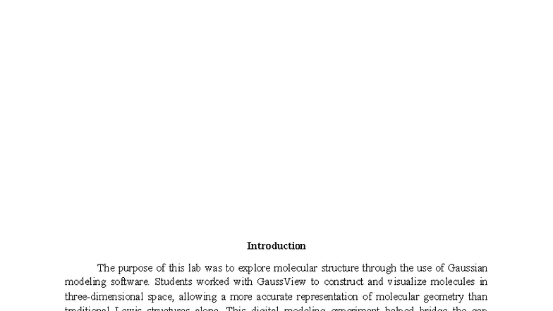 Lab 7: Exploring Molecular Structure with Gaussian Software - Studocu