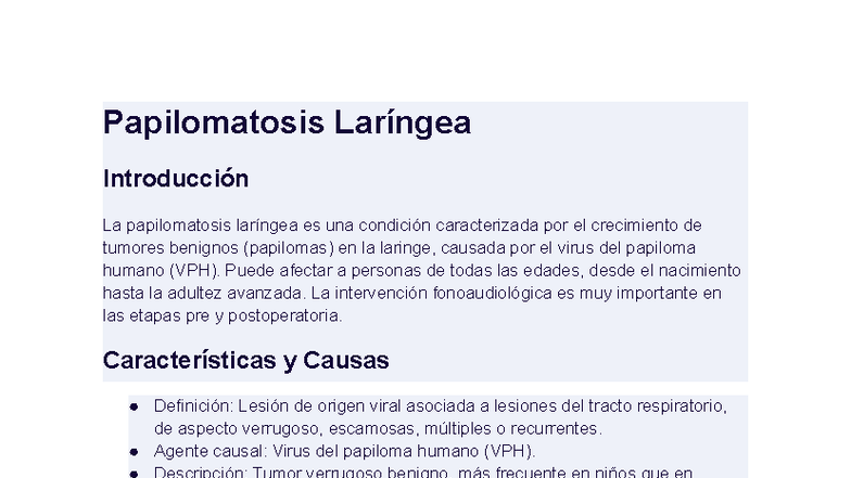 Estudio sobre Papilomatosis Laríngea: Características y Tratamientos ...