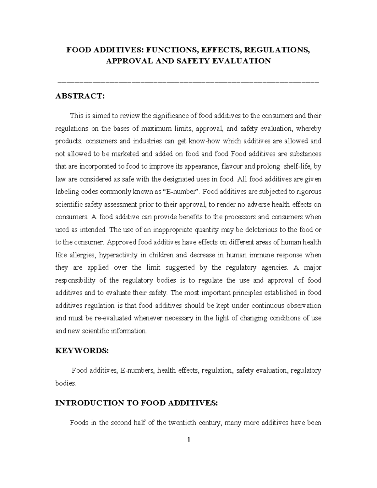 FOOD ADDITIVES: FUNCTIONS, REGULATIONS, AND SAFETY EVALUATION - Studocu