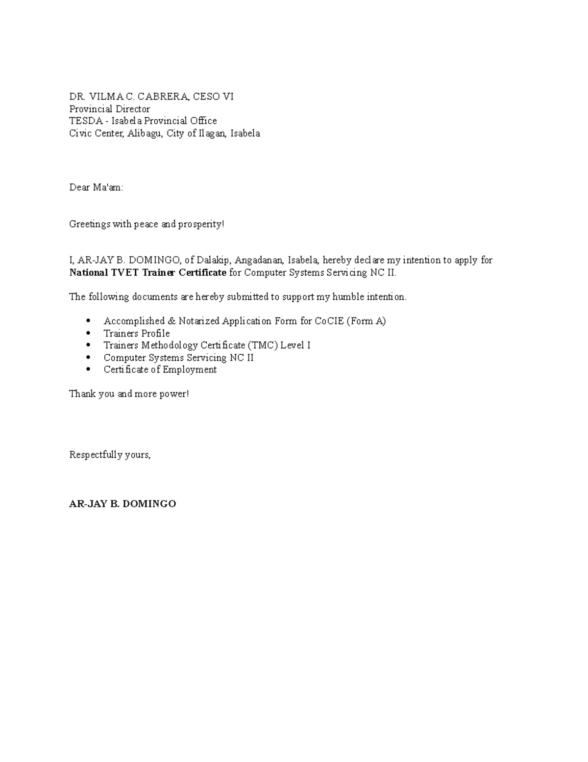 Tesda- Intent - for NTTC PURPOSES - DR. VILMA C. CABRERA, CESO VI ...