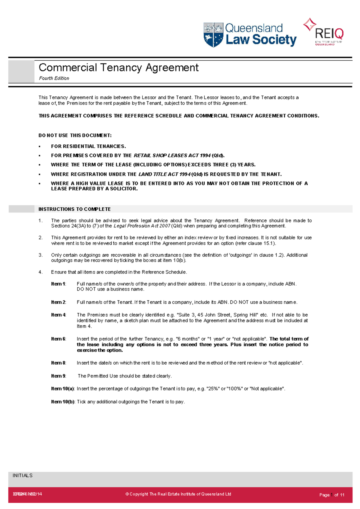 Comm Tenancy Agreement with details added , as template example - EF024 ...