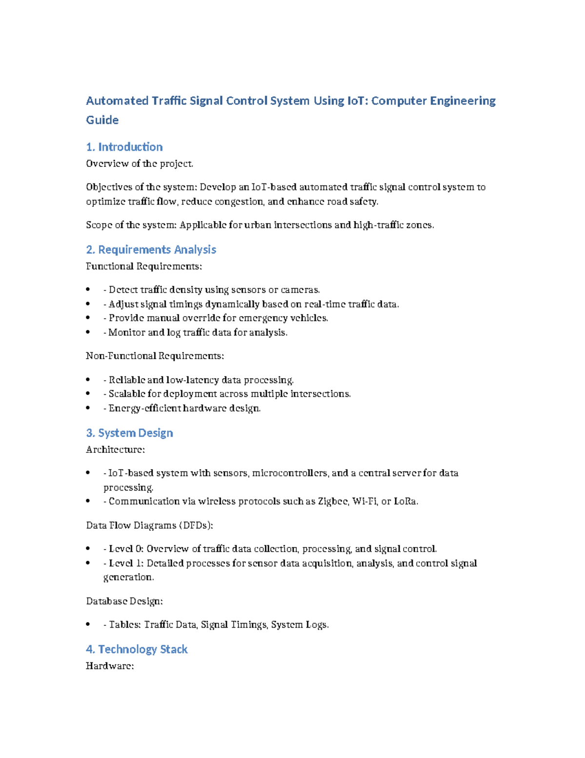 Automated Traffic Signal Control System Using IoT: CE Project Guide ...