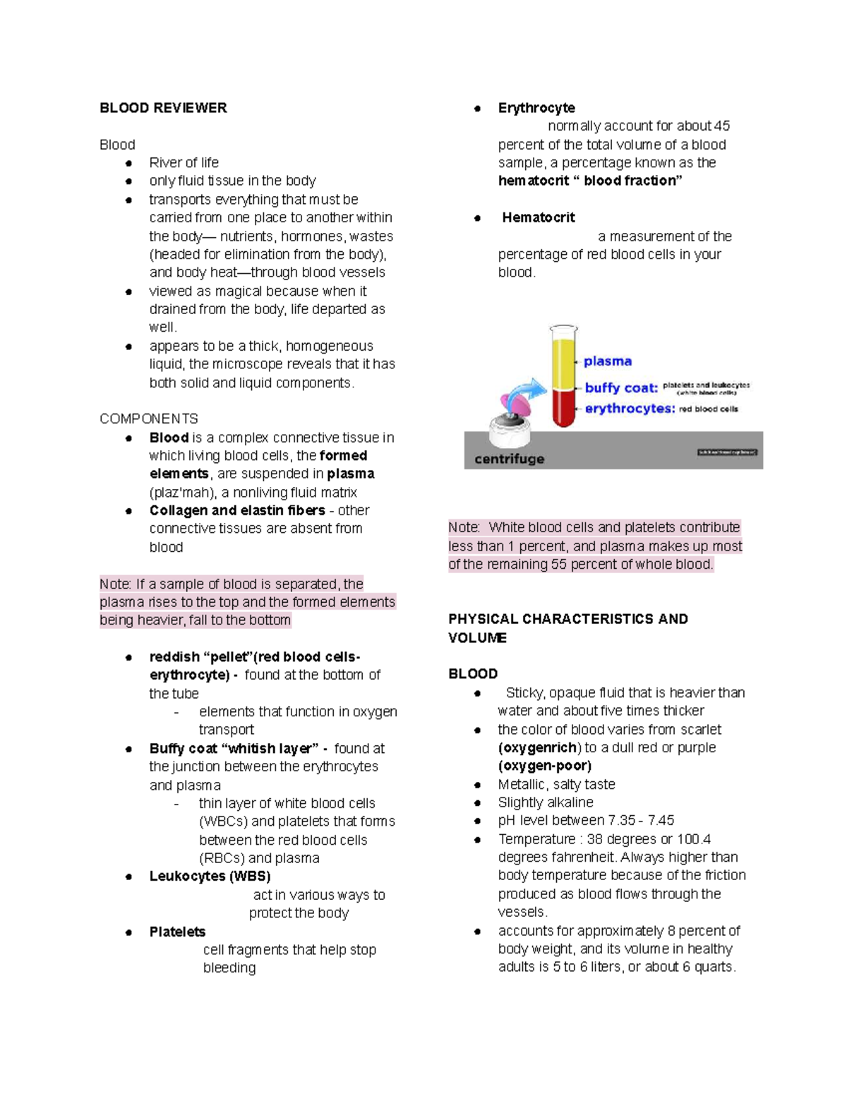 BLOOD REVIEWER: Comprehensive Overview of Blood Components and ...
