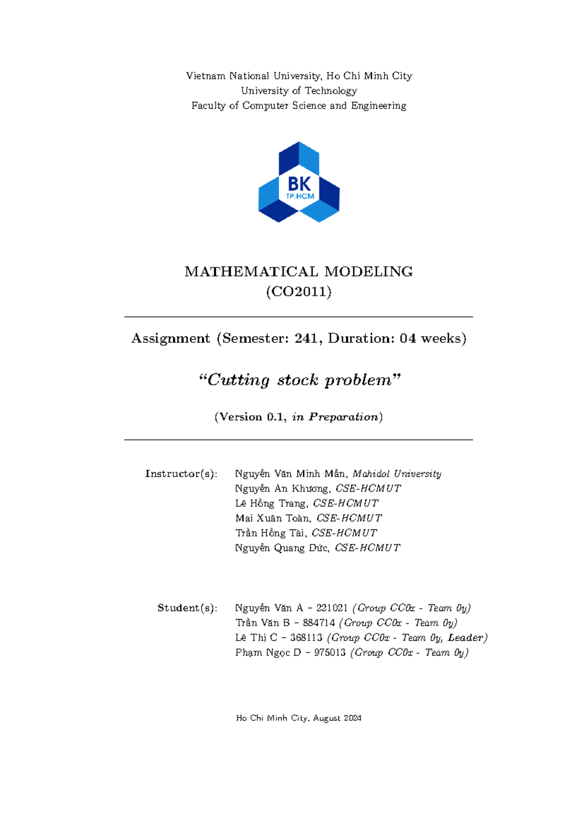 MM241 Assignment 2D: Exploring the Cutting Stock Problem - Studocu
