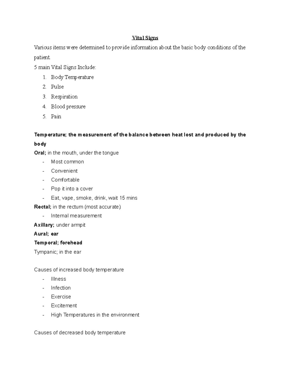 Health Science - Comprehensive Guide to Vital Signs - Studocu