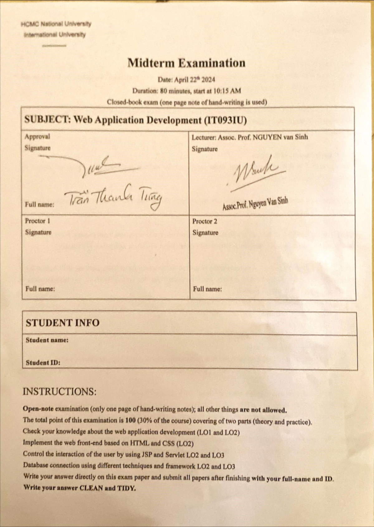 Midterm Exam IT0931U - Web Application Development 2024 - Studocu