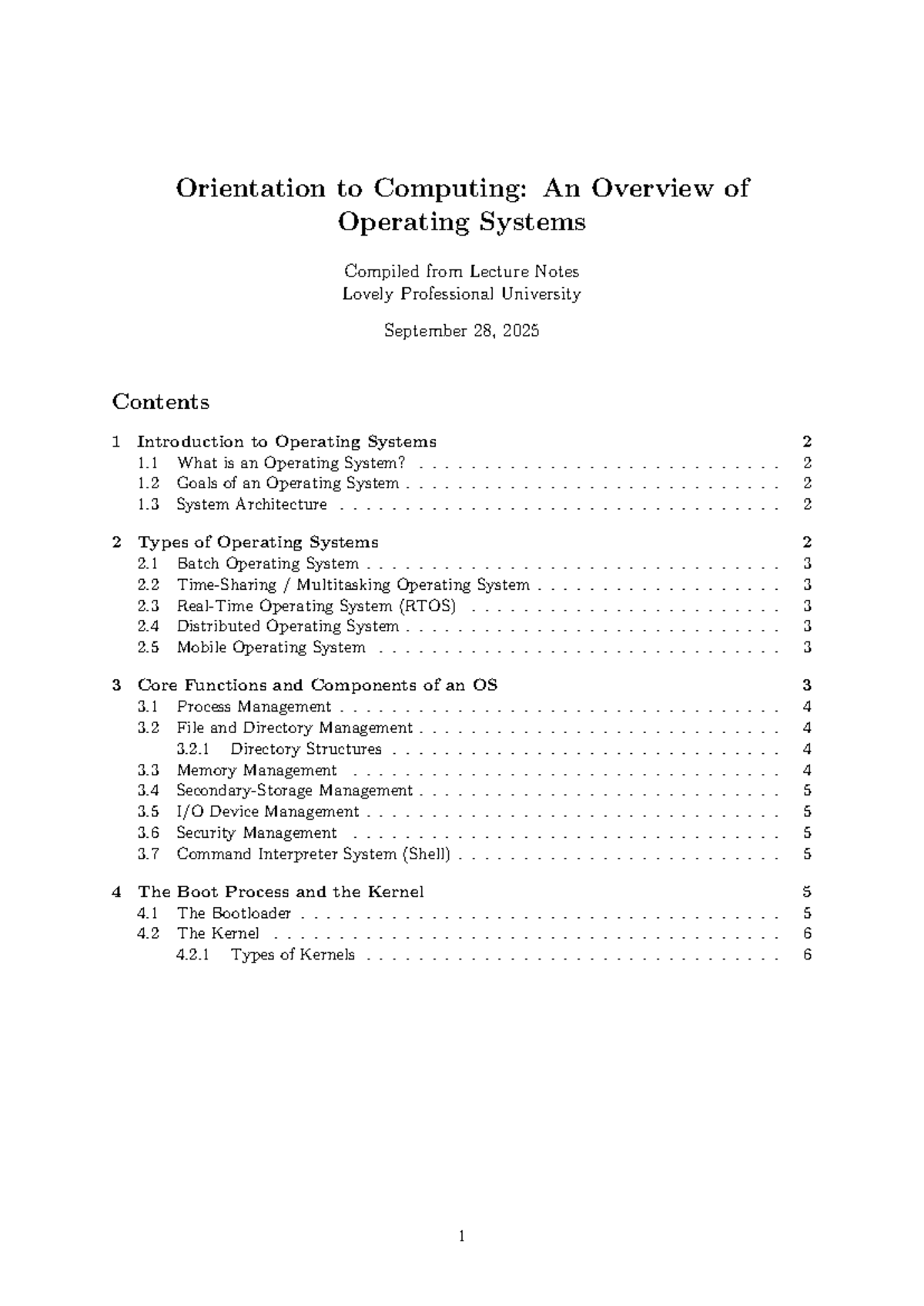 CSE111: Overview of Operating Systems - Lecture Notes Compilation - Studocu