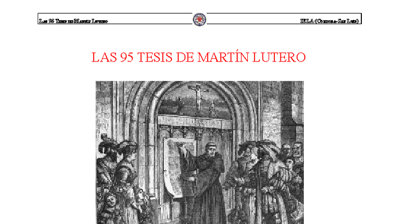 LAS 95 TESIS DE MARTÍN LUTERO (1517) - ANÁLISIS Y CONTEXTO - Studocu