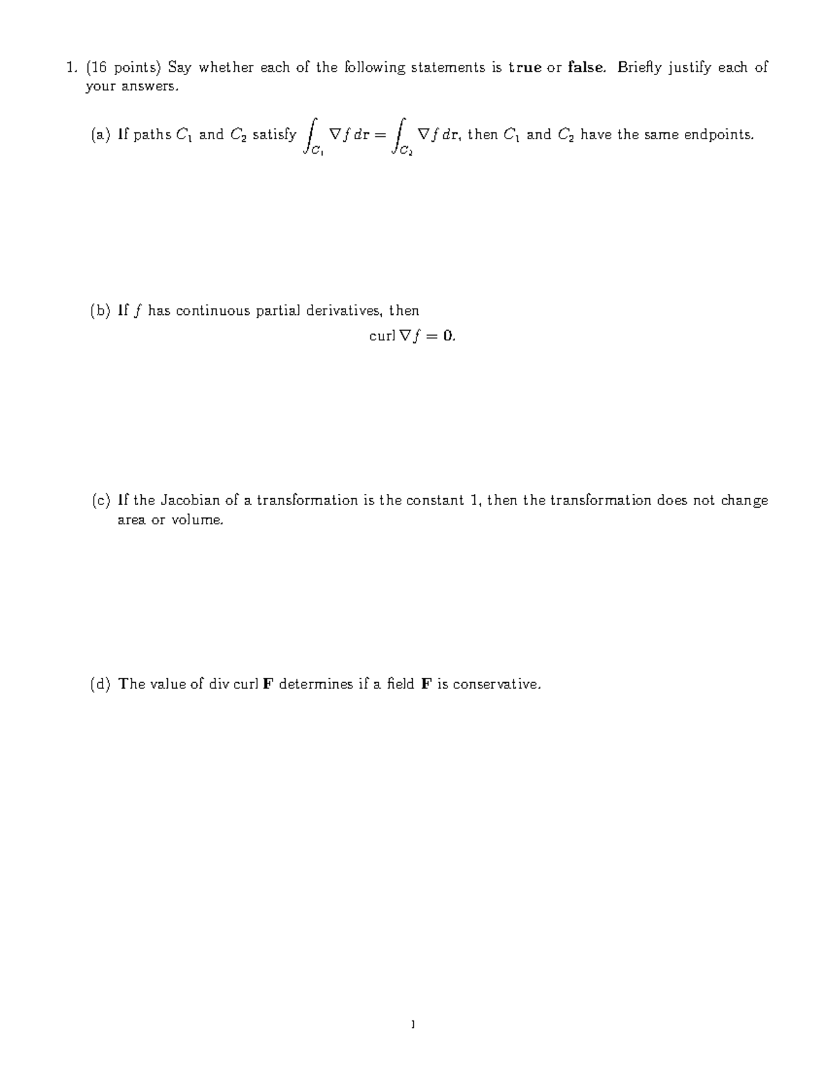 Midterm Exam #3 Practice: Vector Calculus Concepts and Integrals - Studocu