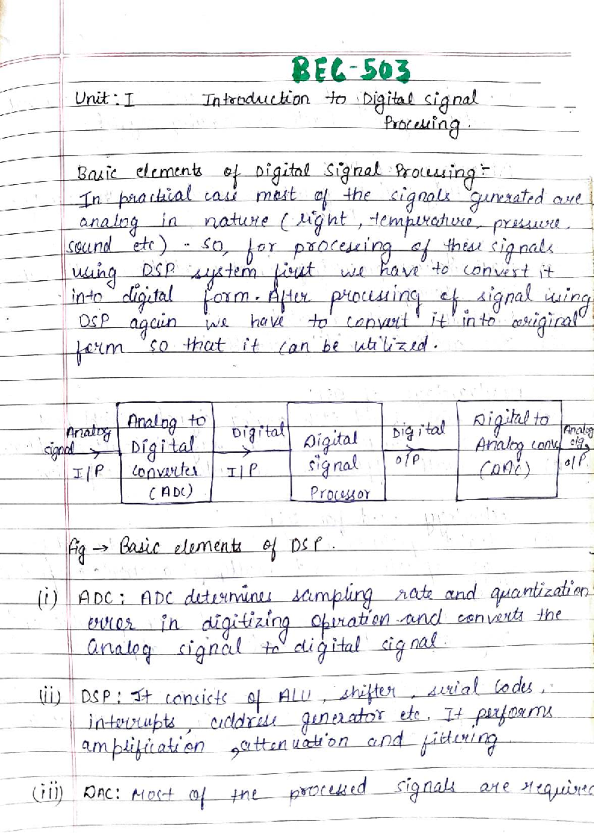 DSP Course Notes: Comprehensive Review of All 5 Units - Studocu