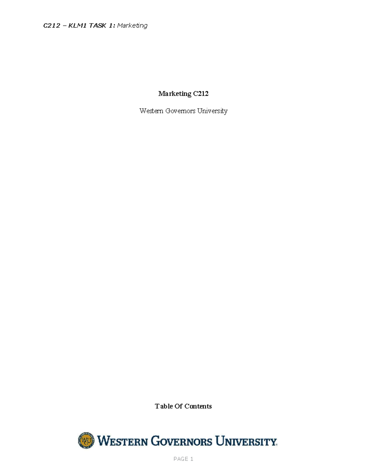 C212 Task 1 - Passed on the first submission. - Marketing C Western ...