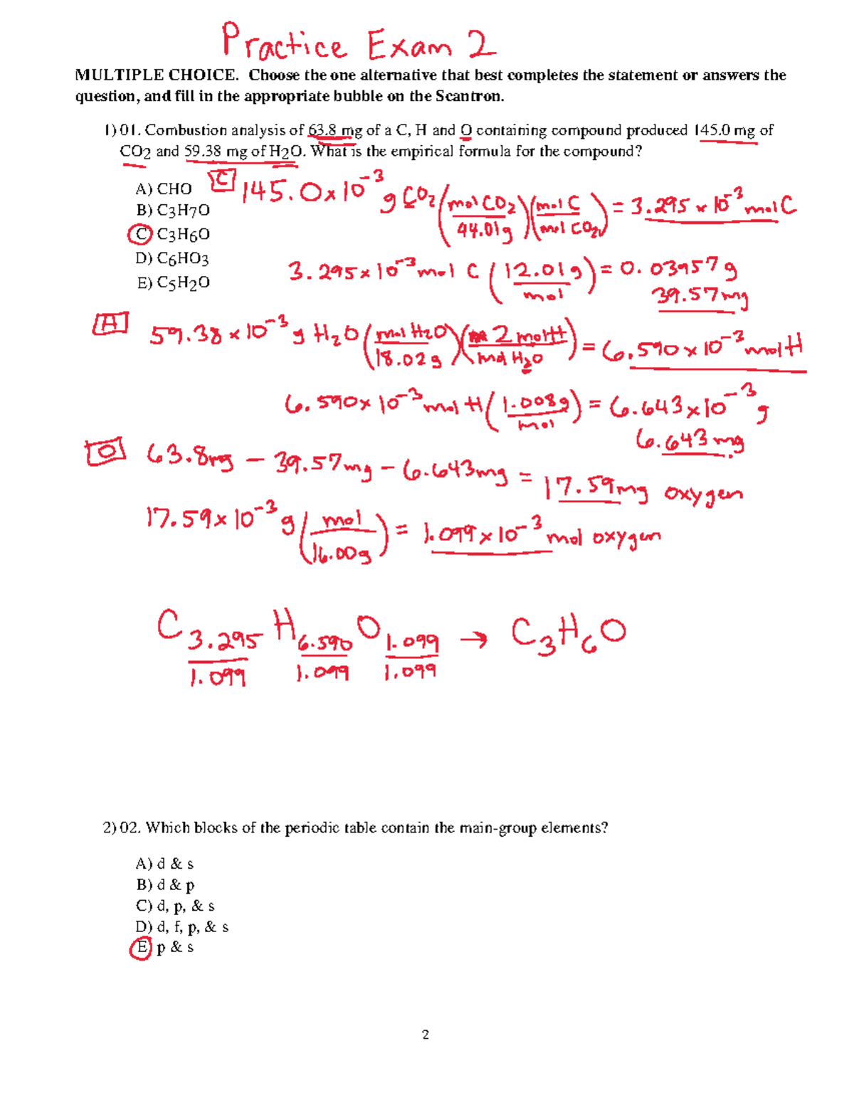 Chemistry Exam Practice Questions & Answers (CHM101) - Studocu