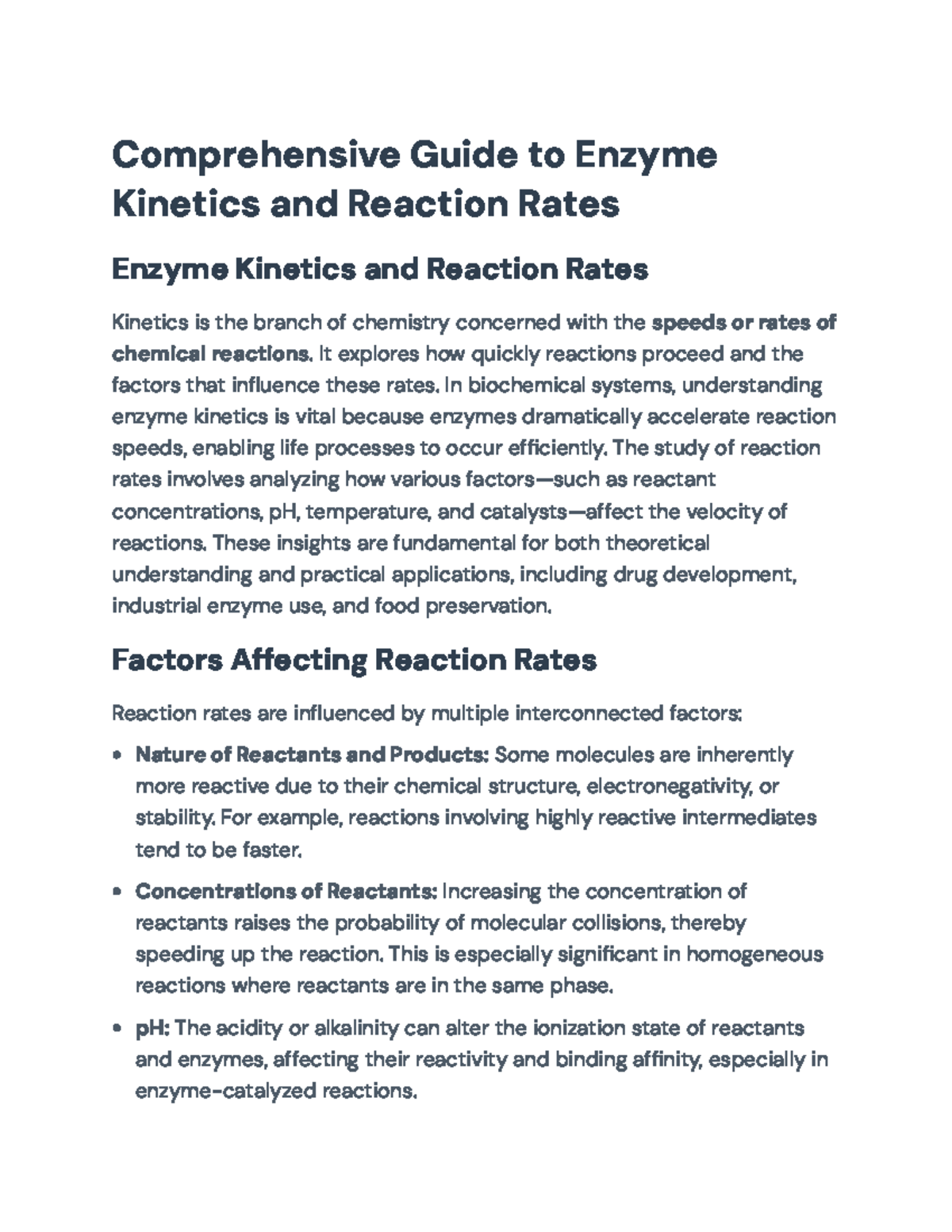 Enzyme Kinetics and Reaction Rates: A Comprehensive Study Guide - Studocu