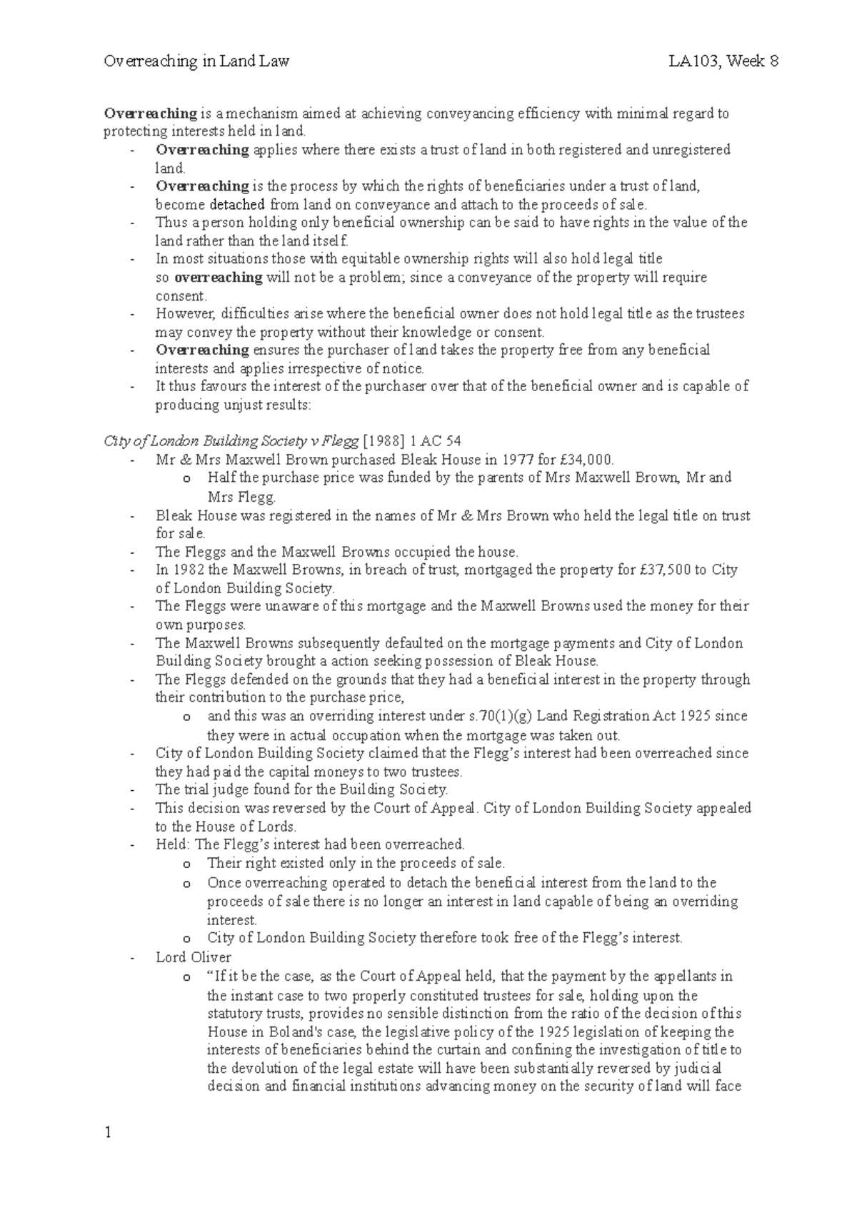 Overreaching in Conveyancing: Insights and Case Law (LW2023) - Studocu