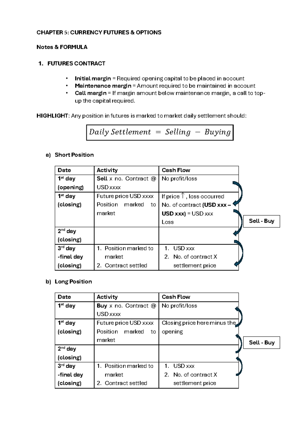 CHAPTER 5: CURRENCY FUTURES OPTIONS Notes & Formulas for Futures ...