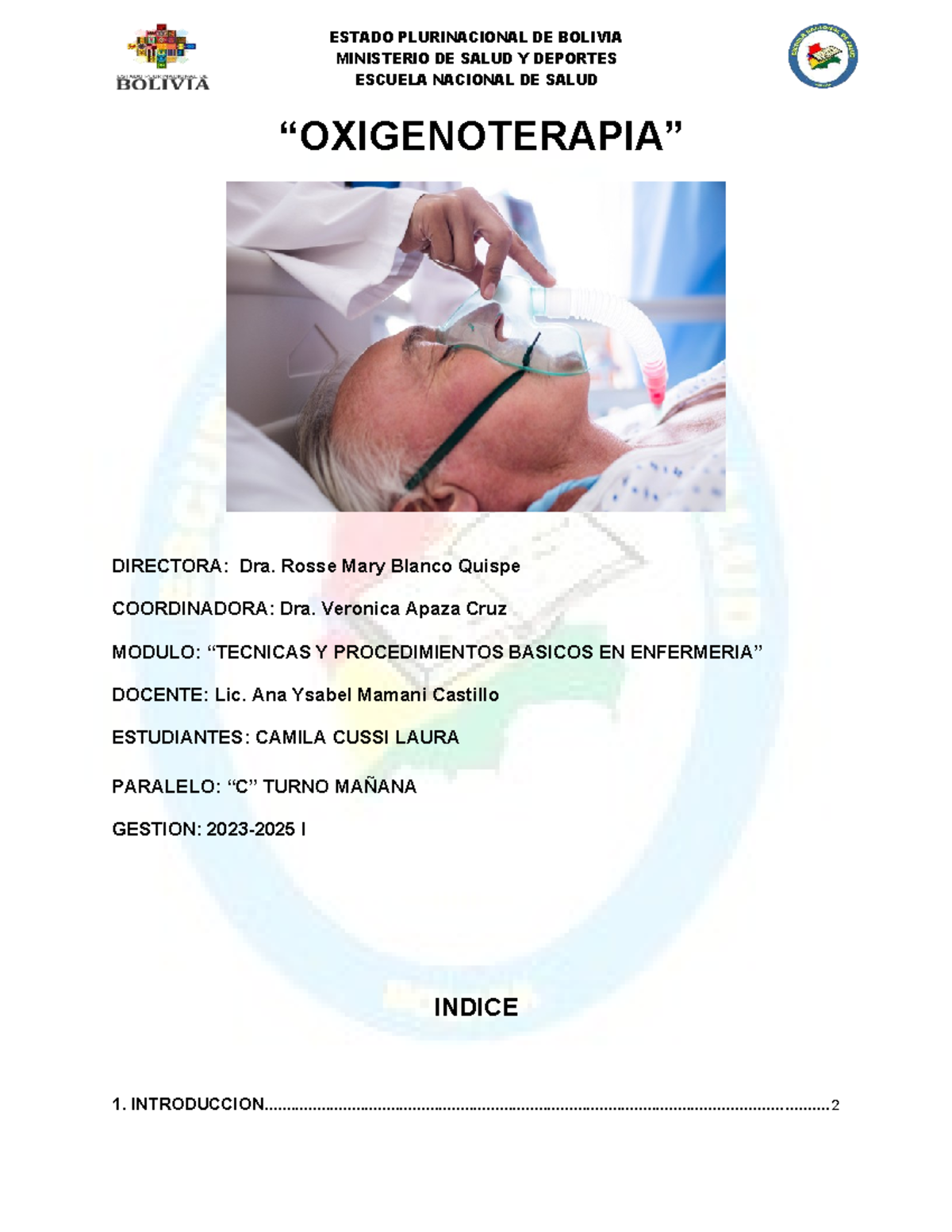 Oxigenoterapia: Procedimientos y Dispositivos Básicos - Módulo I - Studocu