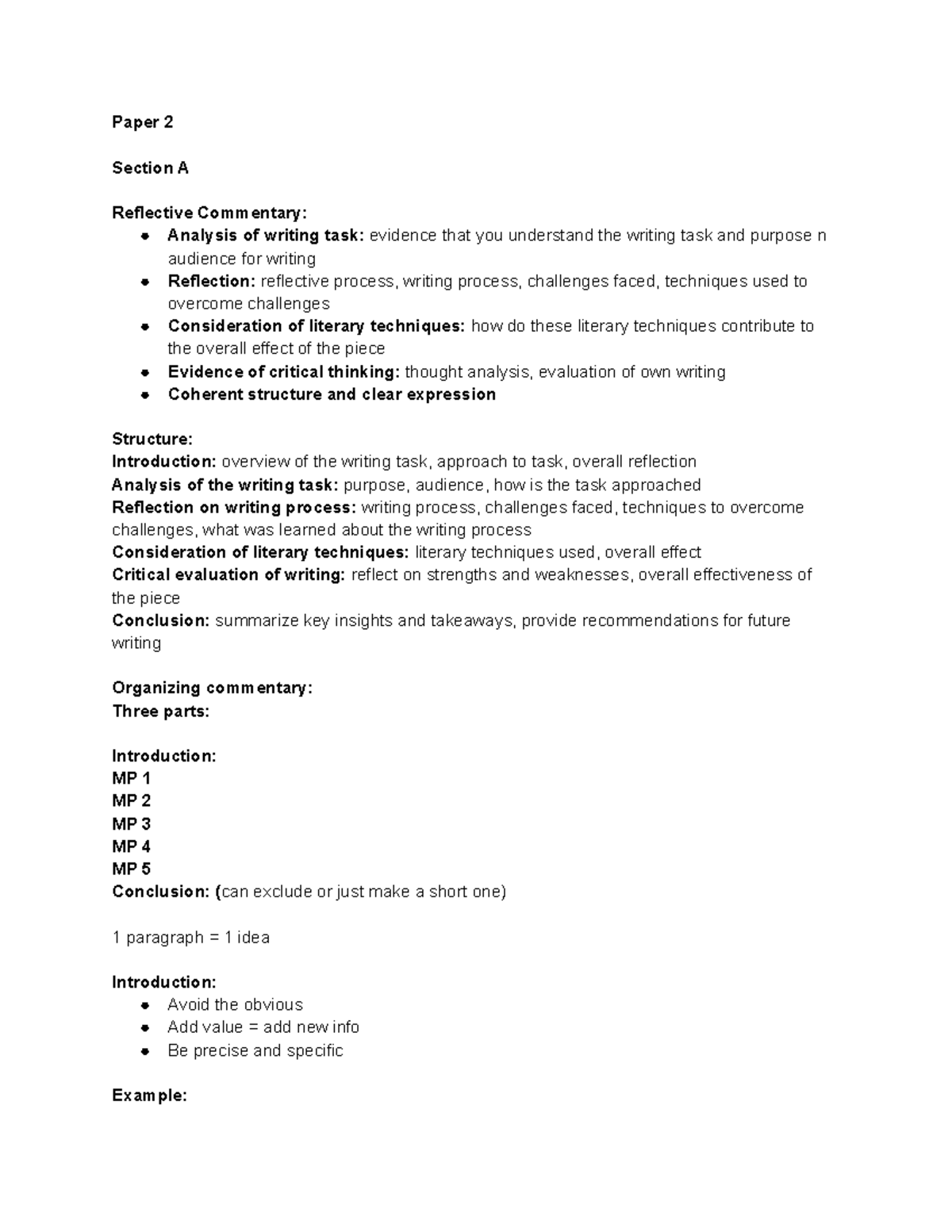 AS English Paper 2 Reflective Commentary & Essay Writing Notes - Studocu