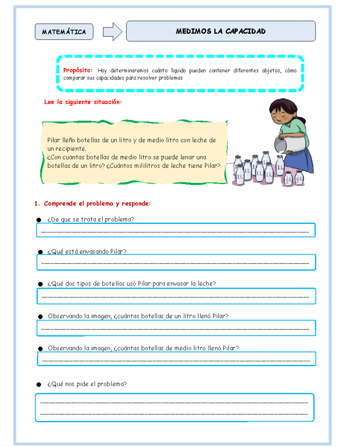 MAT 101 - Ficha de Actividades: Medimos la Capacidad - Studocu