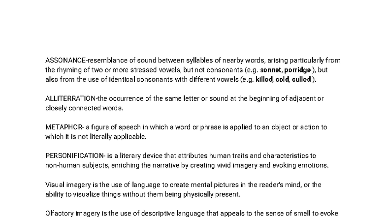ENG 101: Literary Devices and Imagery in Poetry - Studocu