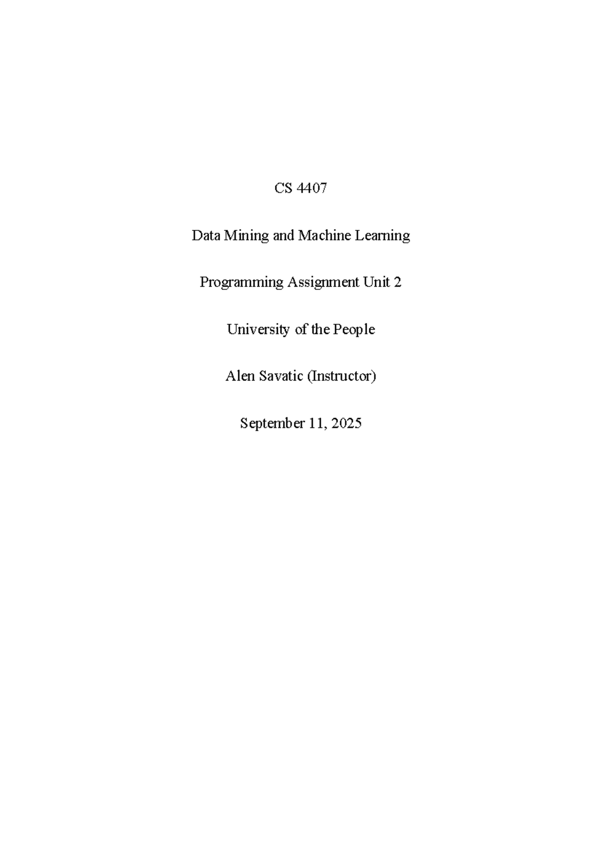 CS 4407 Unit 2 Programming Assignment: Databases & Analytics Systems - Studocu