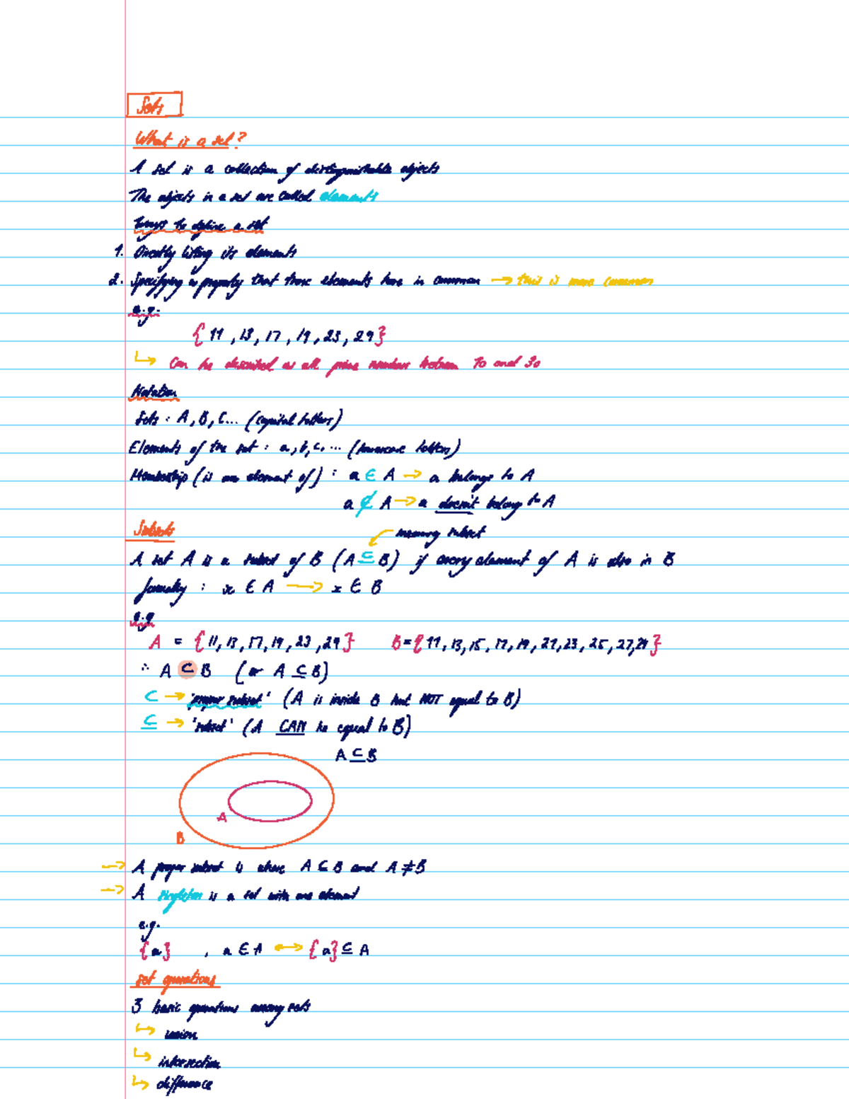 Sets and Numbers: Year 1 Sem 1 Math Notes (MATH101) - Studocu