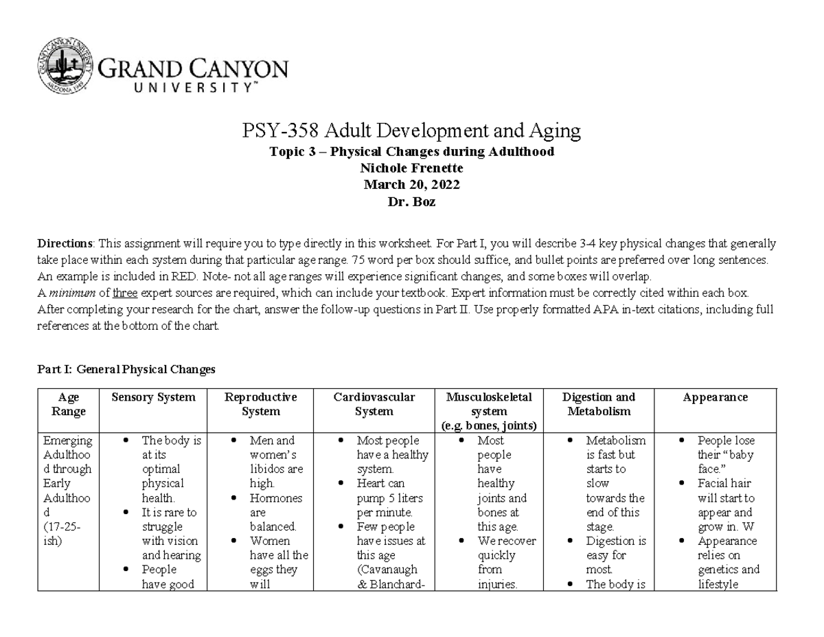 PSY358-RS: Physical Changes in Adulthood - Key Insights and Findings ...