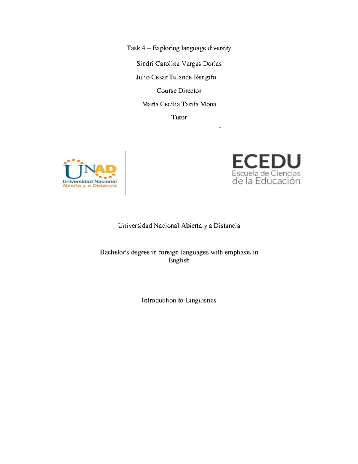 518017 7 - Task 4: Language Diversity and Variation Exploration - Studocu