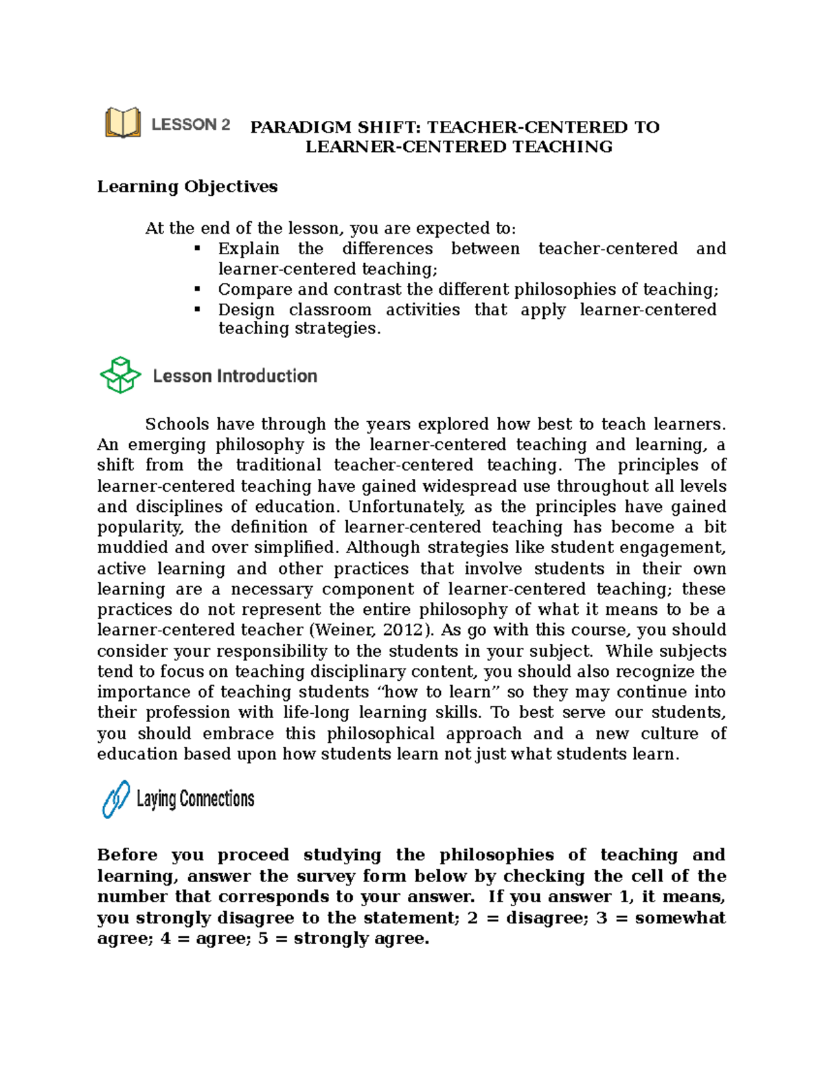 EDUC 31 Unit 1 Lesson 2 Paradigm Shif Teacher Centered to Learner Centered Teaching final 1 ...