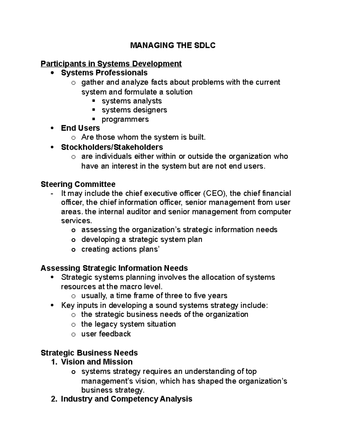 Managing the SDLC for Accounting Information Systems: Key Insights - Studocu