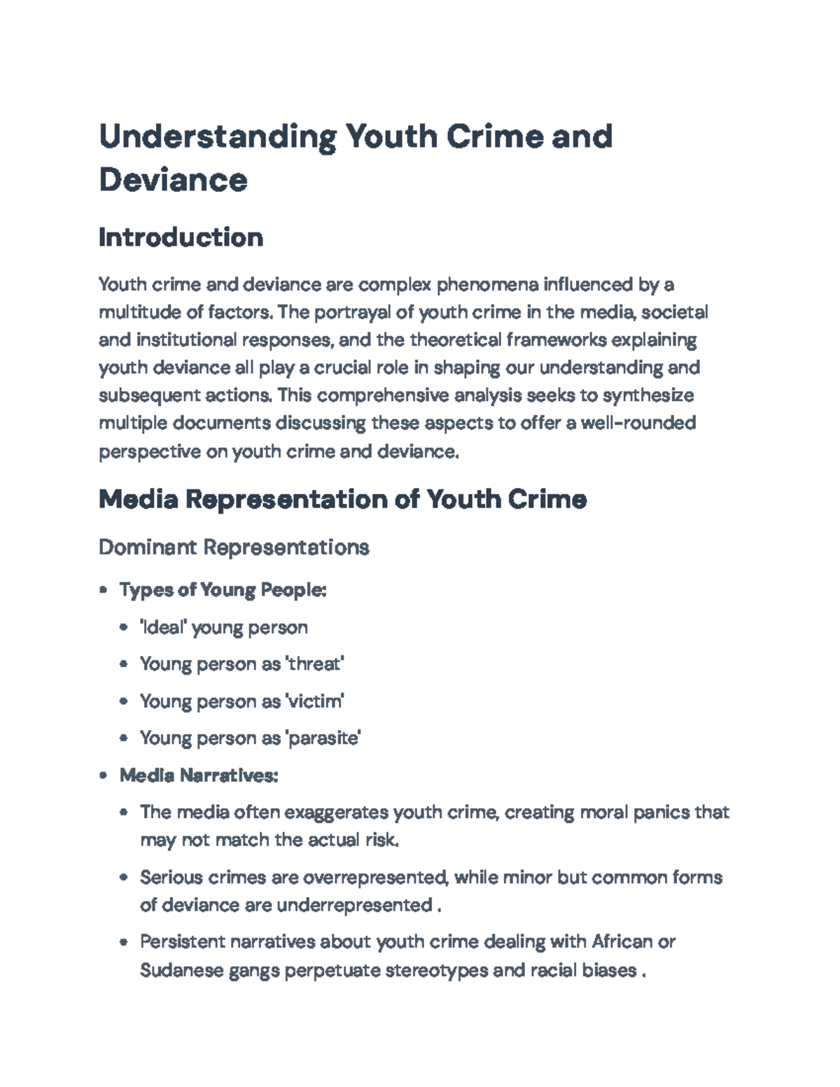 Understanding Youth Crime and Deviance: The Impact of Media and Theory ...