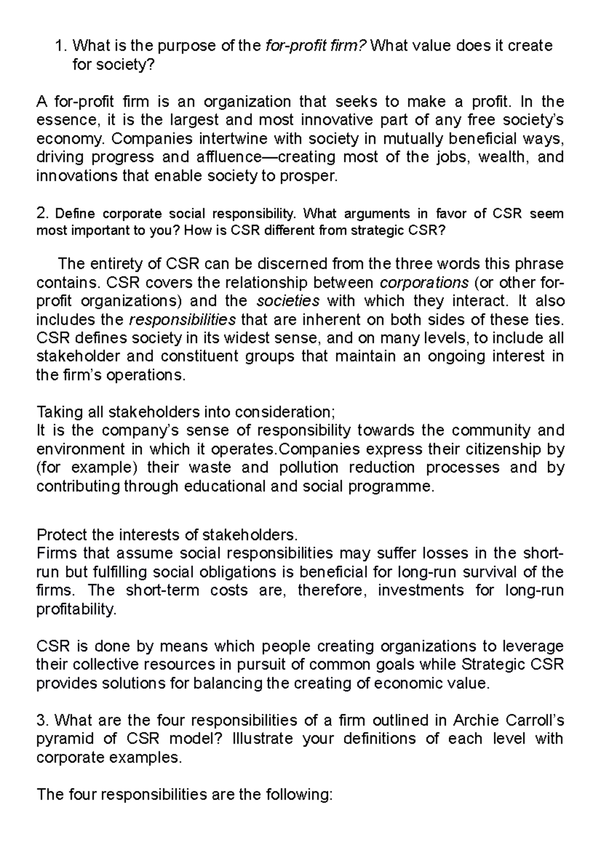 Corporate Social Responsibility (CSR) Assignment Overview - CSR 101 ...