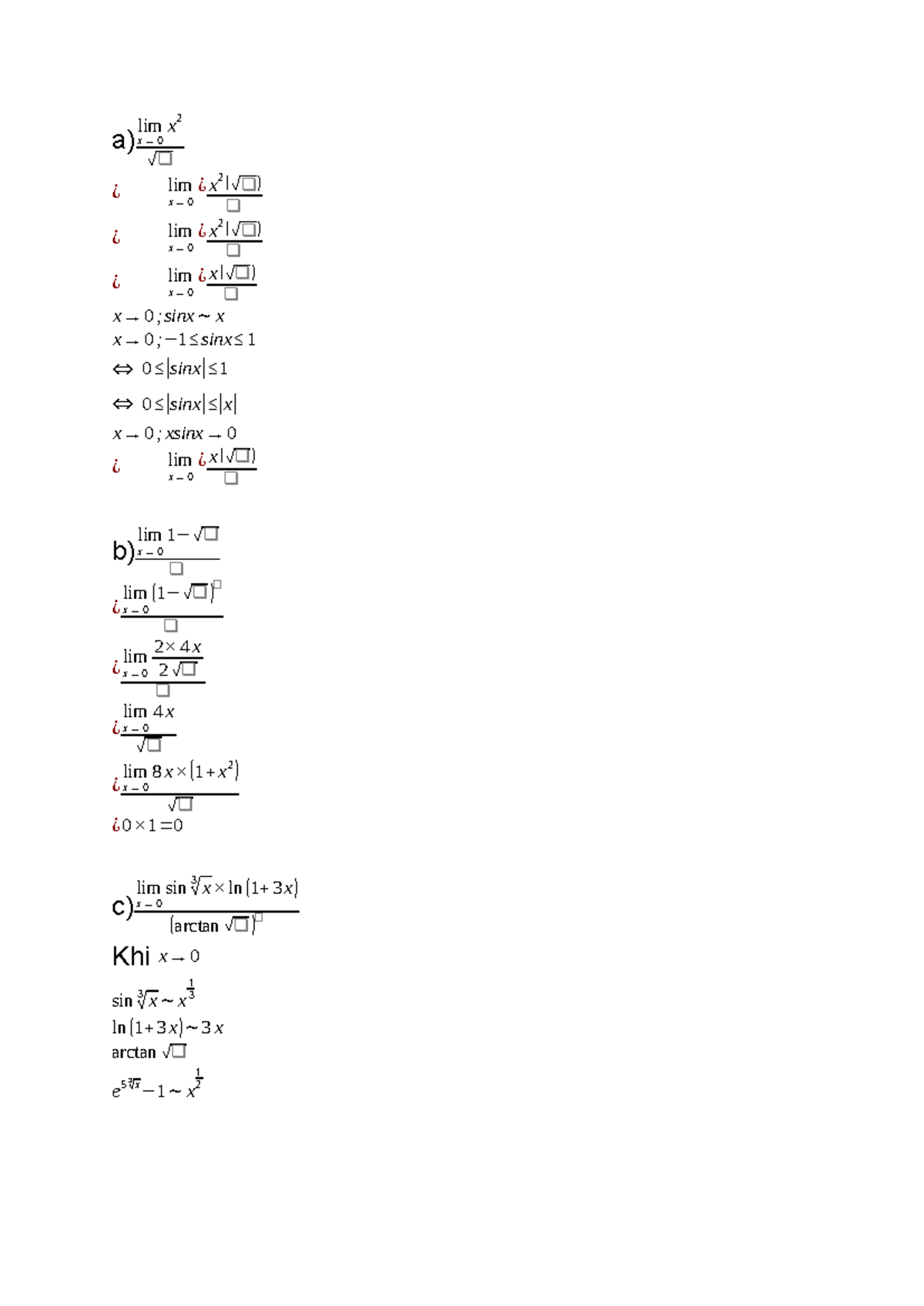 Calculus Food Tech 1: Limit Problems and Solutions - Studocu