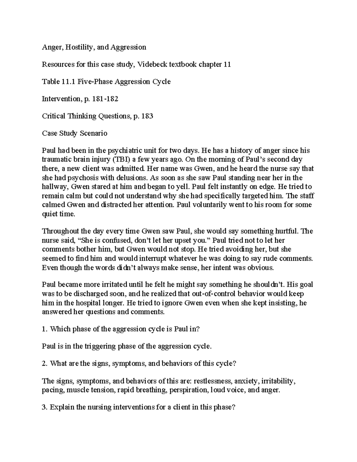 Case Study: Anger, Hostility, and Aggression (Psych 101) - Studocu