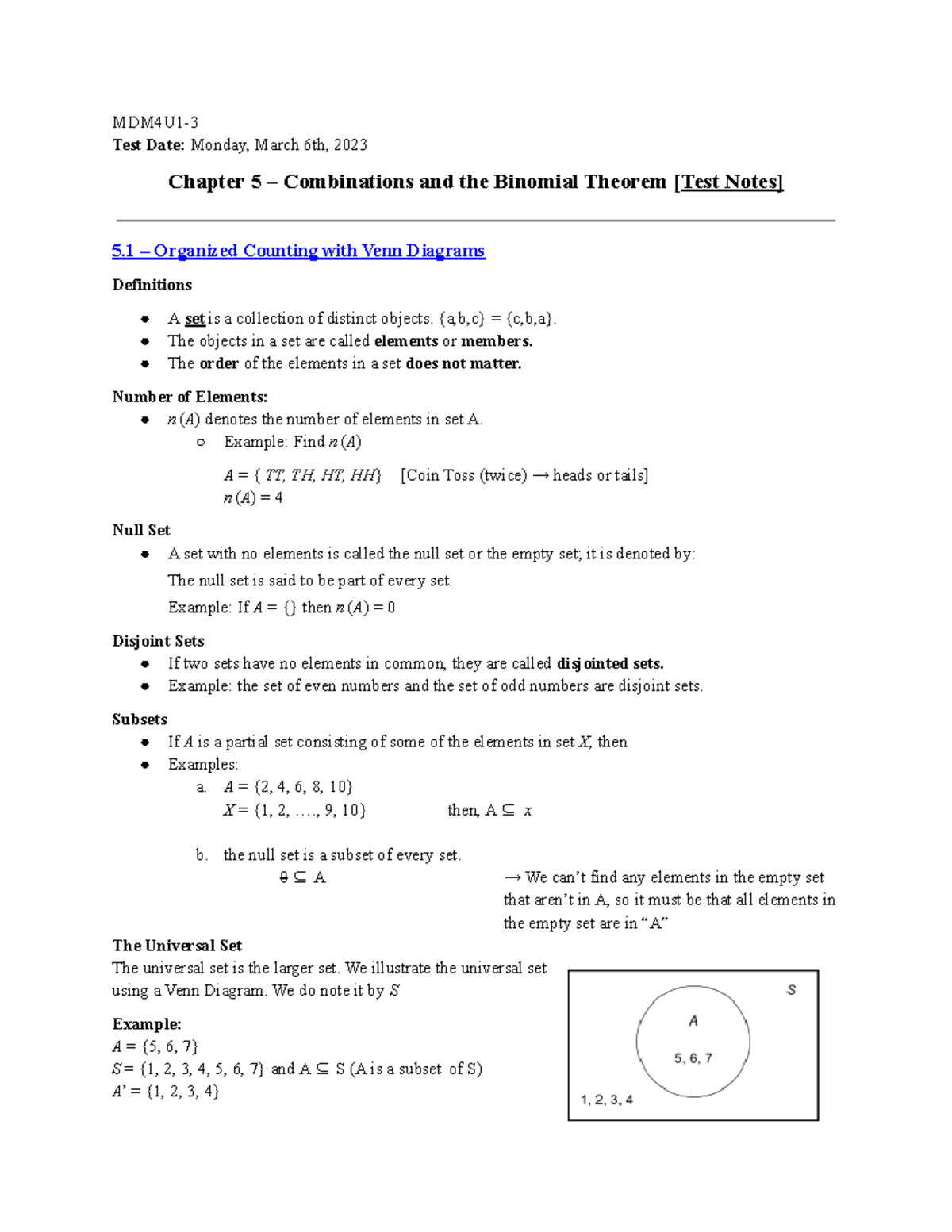 Chapter 5 – Combinations and the Binomial Theorem [Test Notes] - MDM4U1 ...