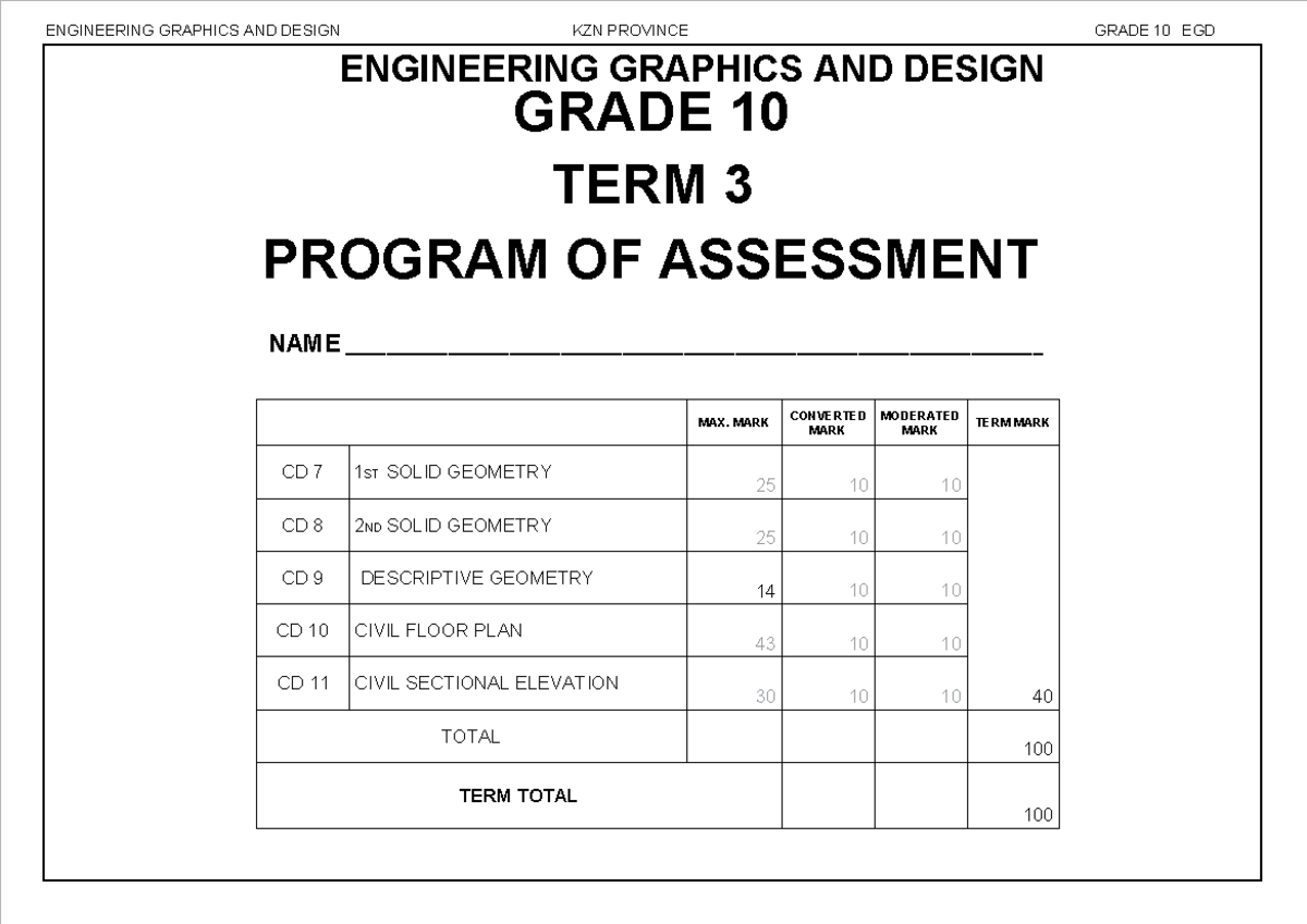 EGD GR 10 TERM 3 ASSESSMENT CDs 2025 - Class Notes & Resources - Studocu