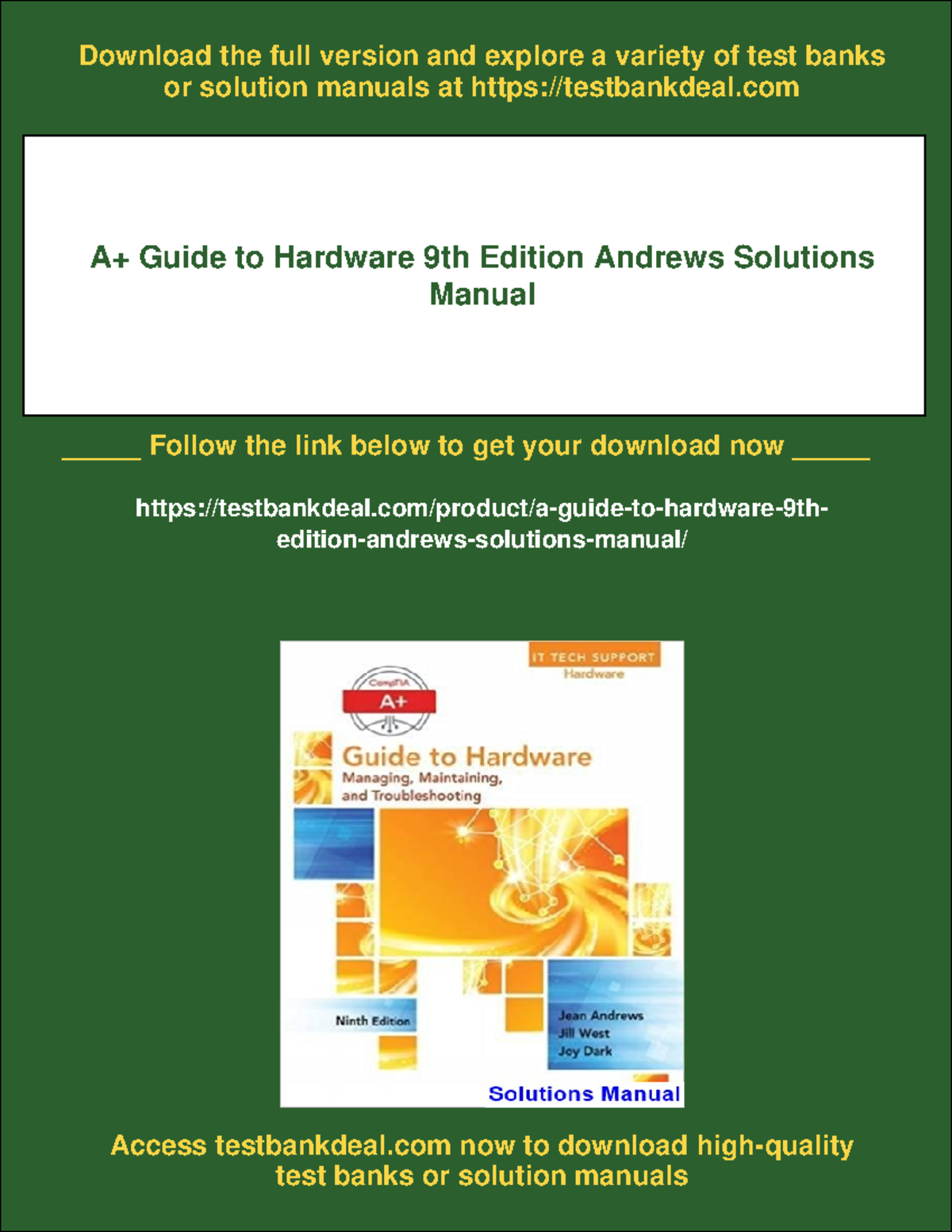 A+ Guide to Hardware 9th Edition Andrews Solutions Manual Overview ...