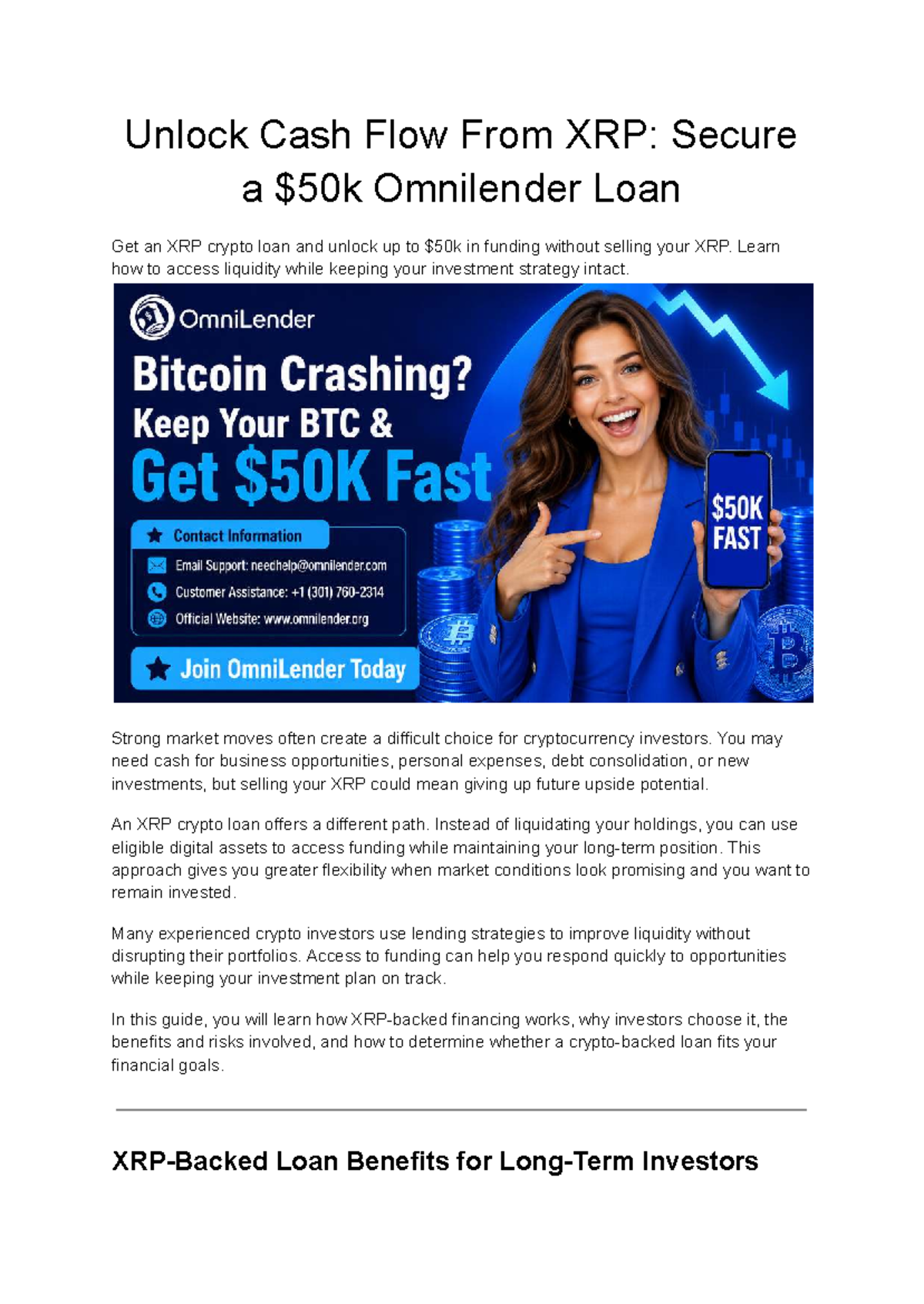 Unlock Cash Flow: Secure a $50k Omnilender Loan with XRP - Studocu
