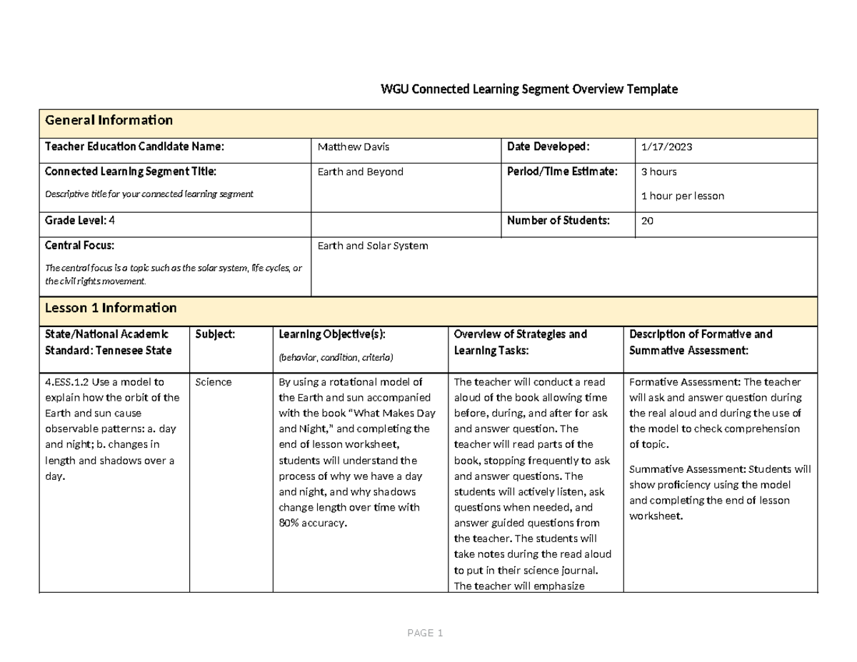 C970 Connected Learning Segment: Earth and Solar System Overview - Studocu