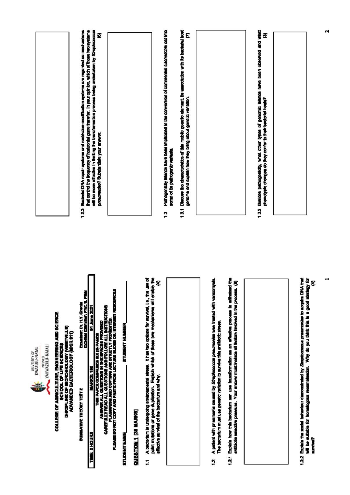 Advanced Bacteriology (MICR 311) Summative Theory Test Insights - Studocu