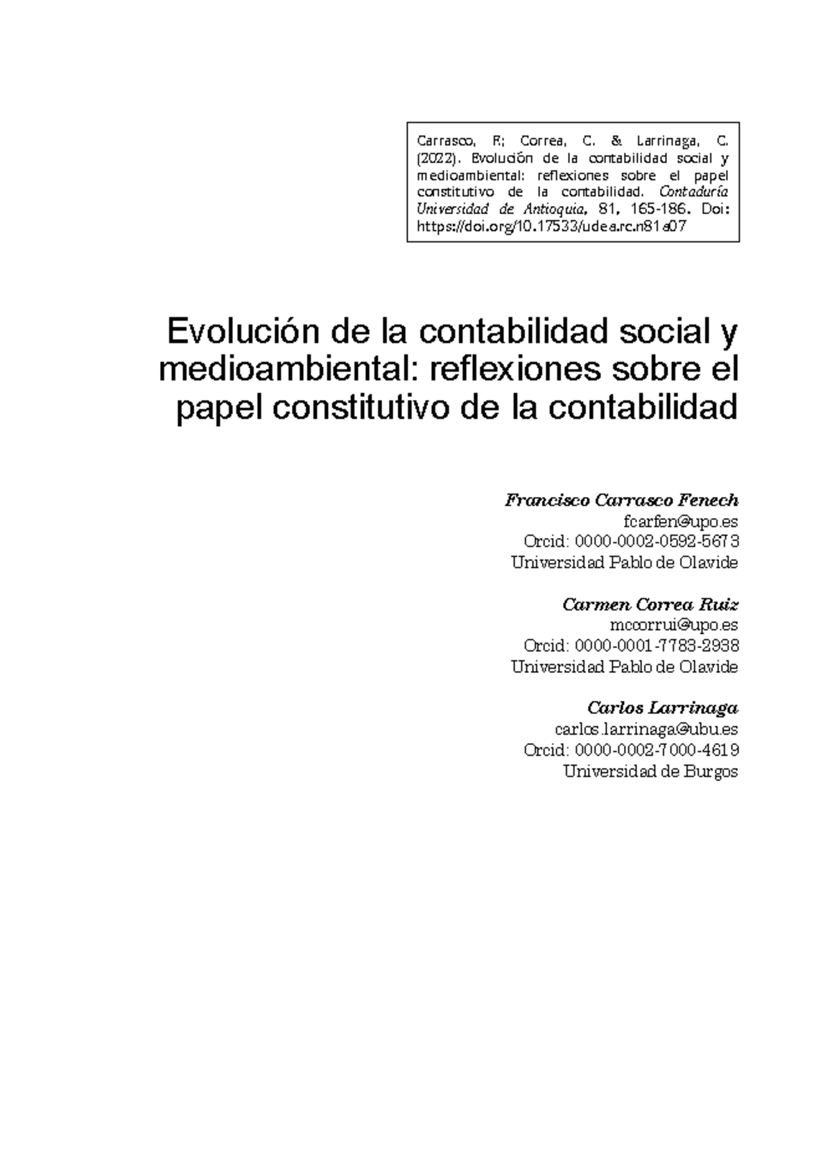 Evolución de la Contabilidad Social y Medioambiental: Reflexiones ...