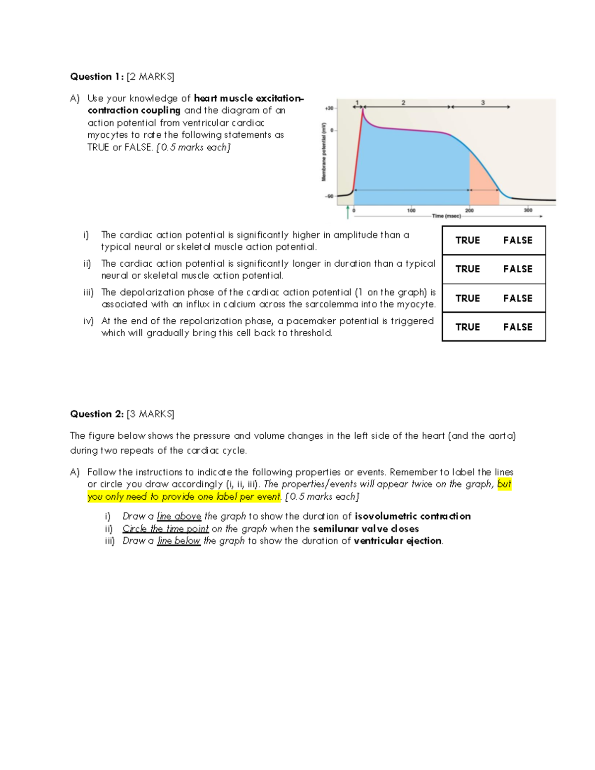 BIOL155 2025 L25-29 Sample Questions on Cardiac Physiology - Studocu