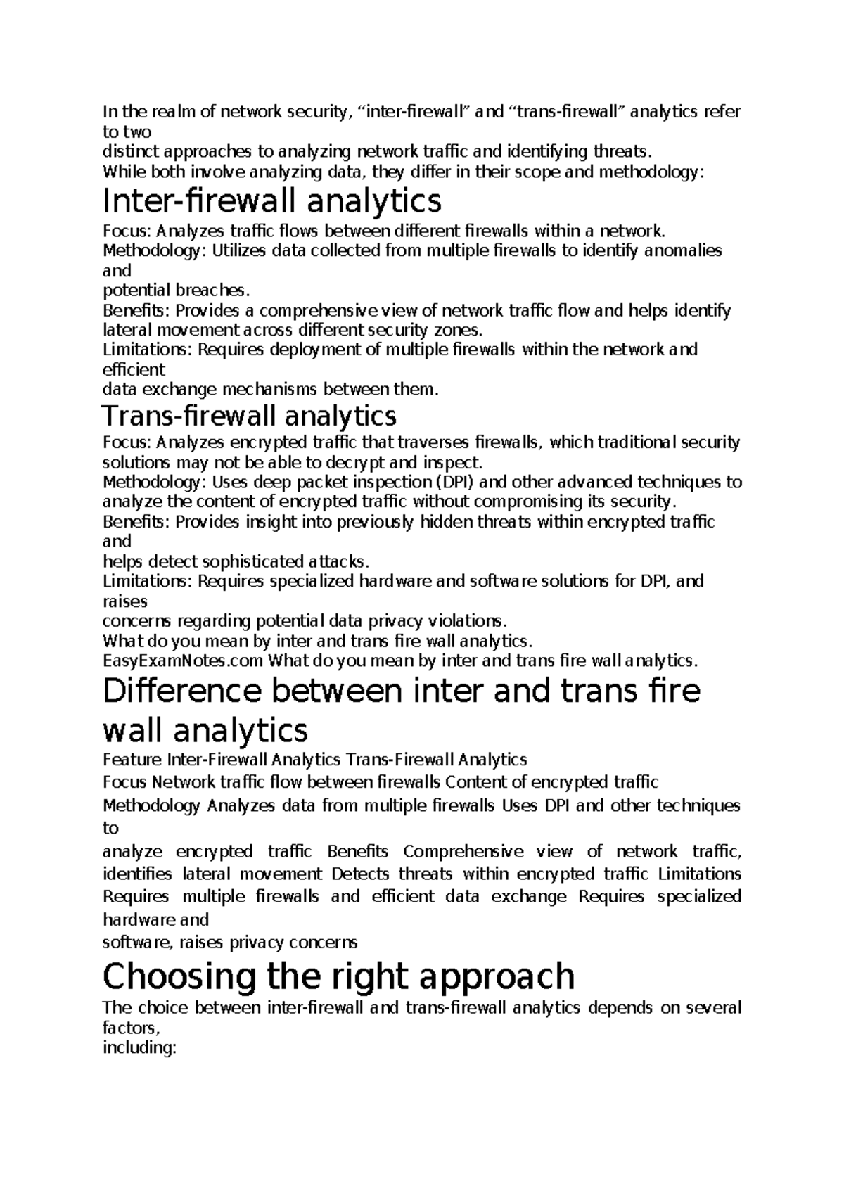 Inter and Trans Firewall Analytics: Key Differences Explained - Studocu