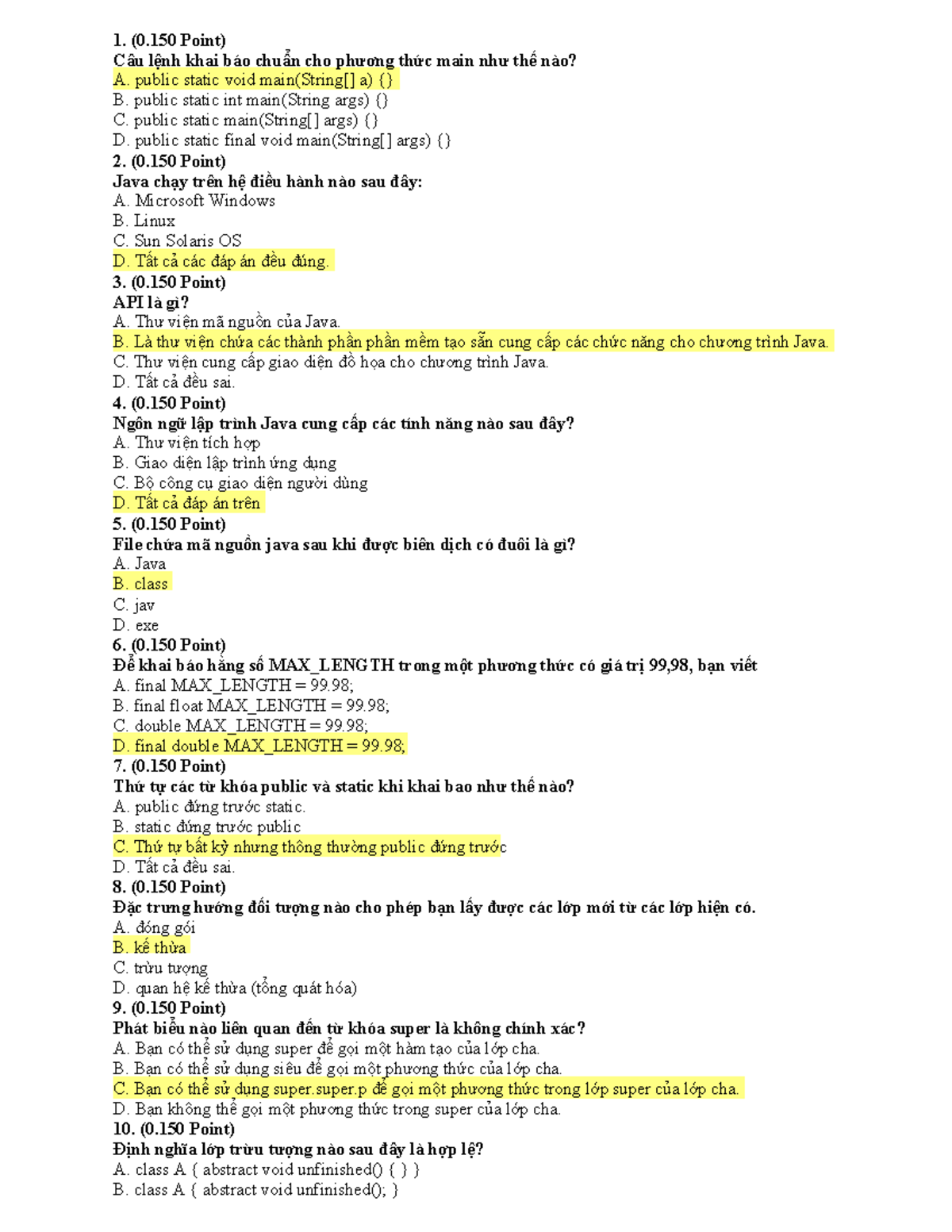 Final Exam Review for CS311BD - Java Programming Concepts 2021S - Studocu