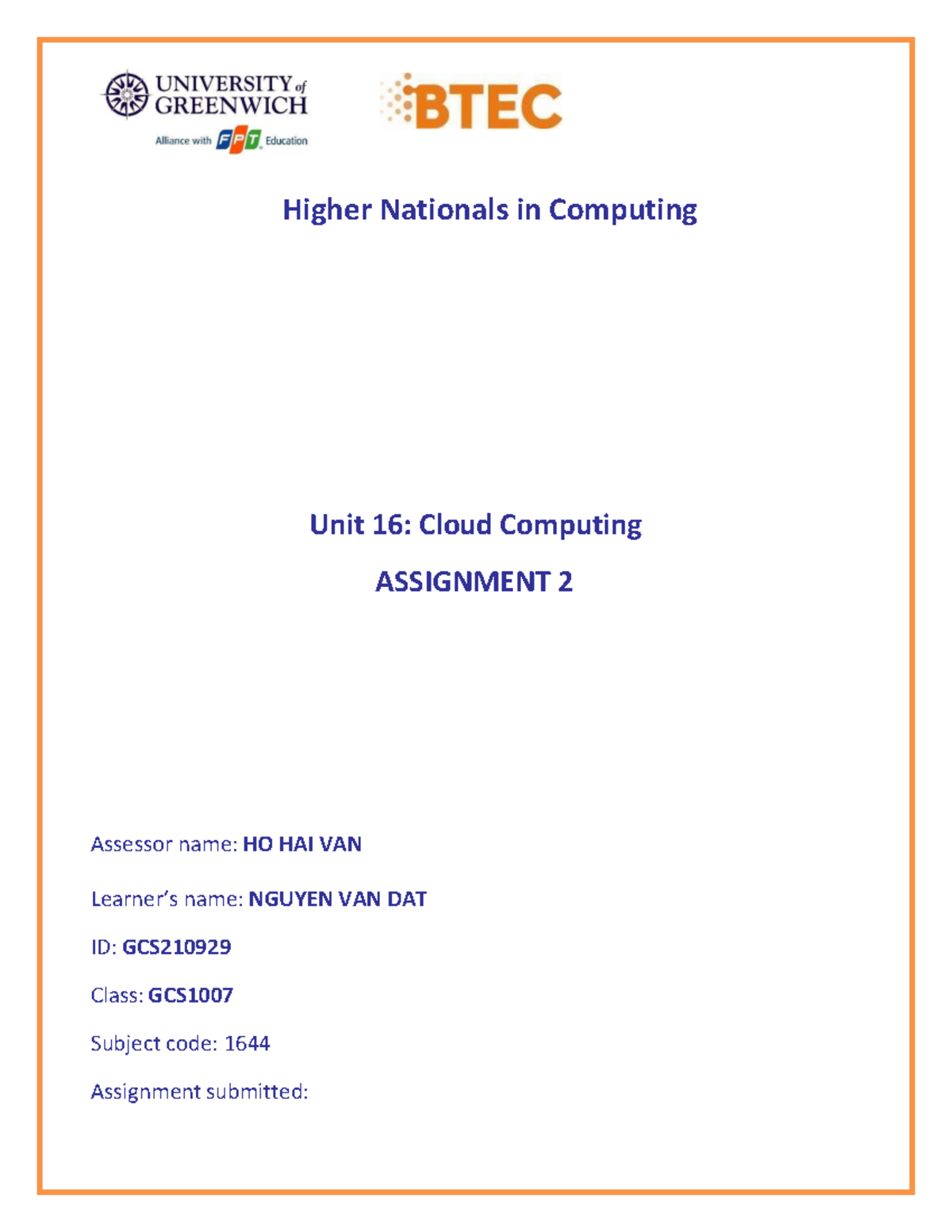 Cloud Computing Assignment 2 - Implementation & Security Threats - 1644 ...