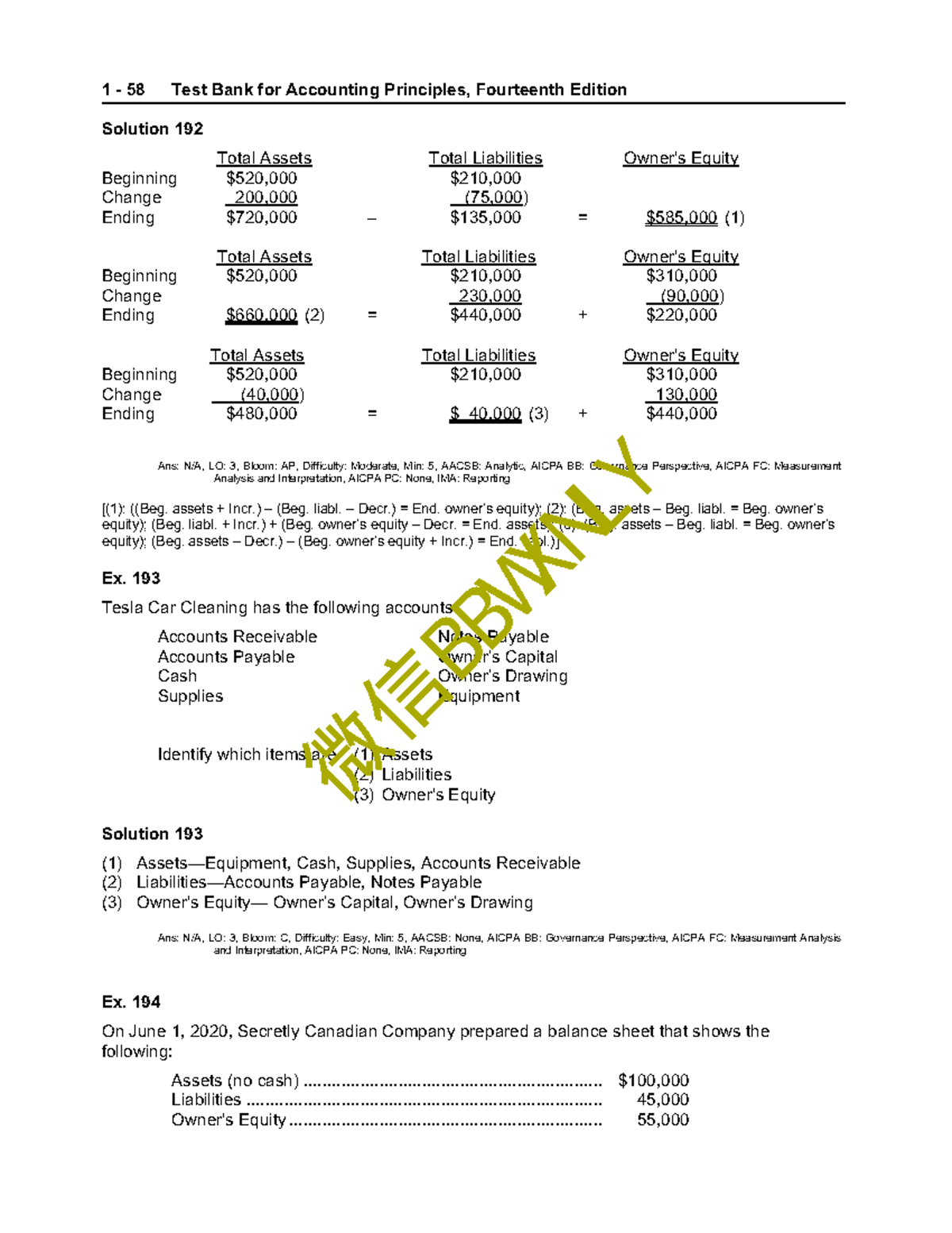 Accounting principles 14th edition by weygandt tb 58 - 1 - 58 Test Bank ...