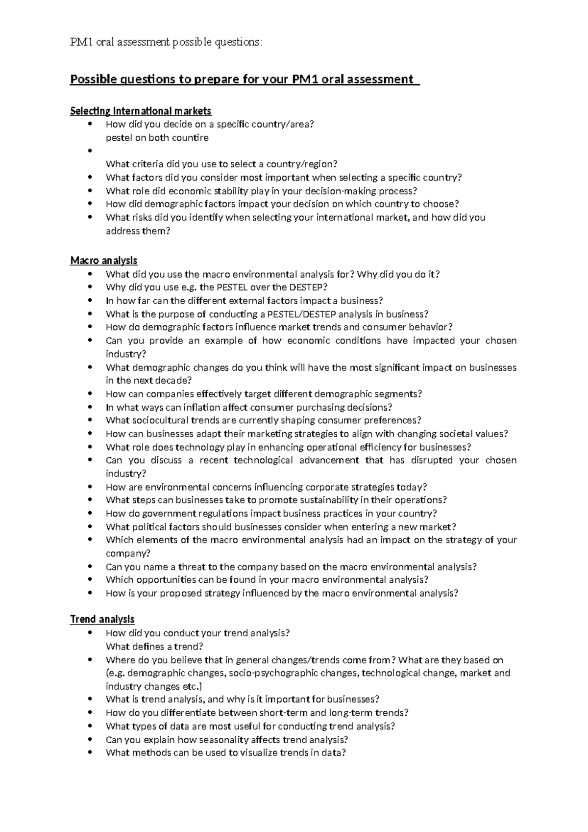 PM1 Oral Assessment Prep: Key Questions for Fall 2024 - Studeersnel