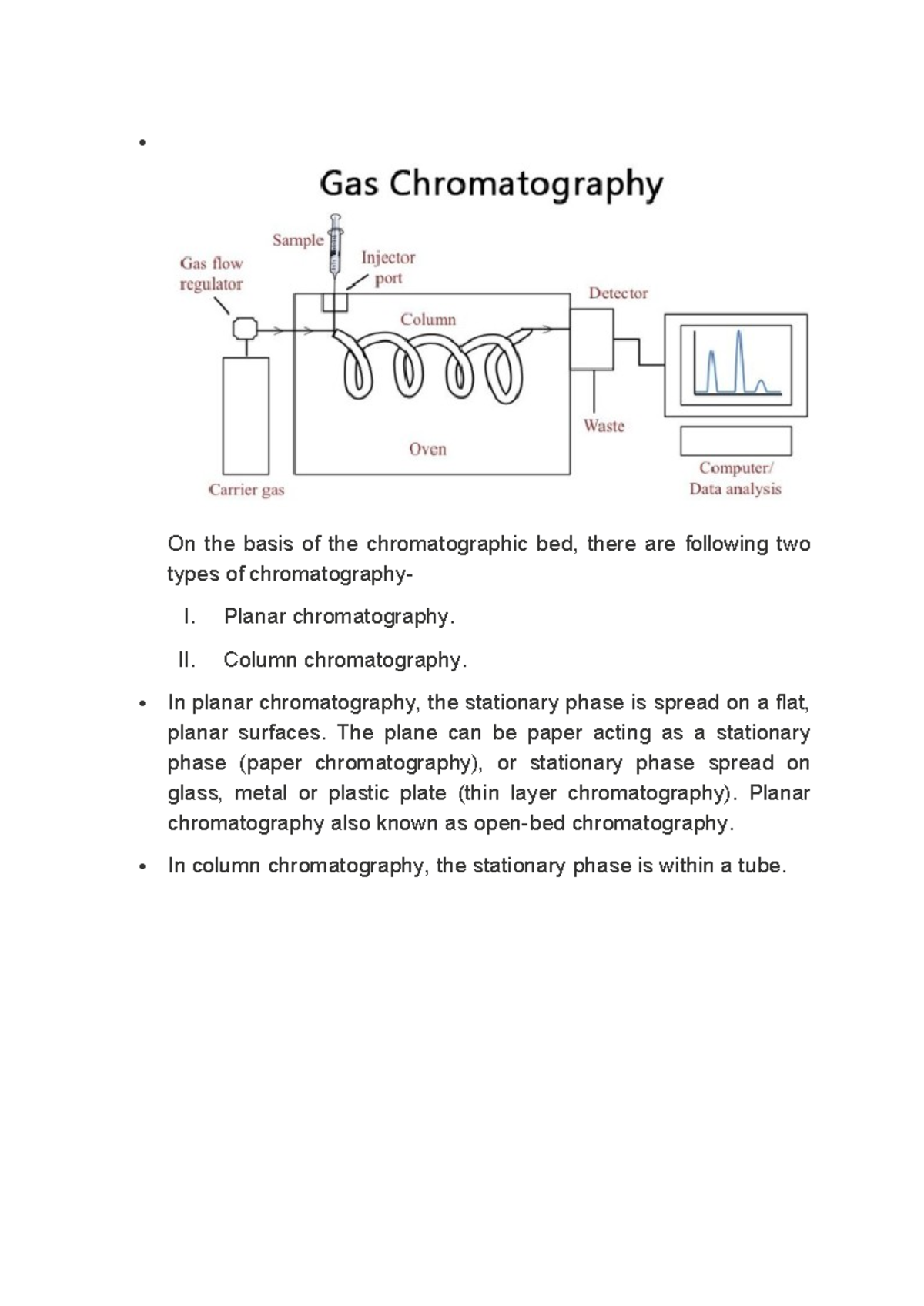Types of Chromatography: Planar, Column, Gas, and Liquid - Studocu