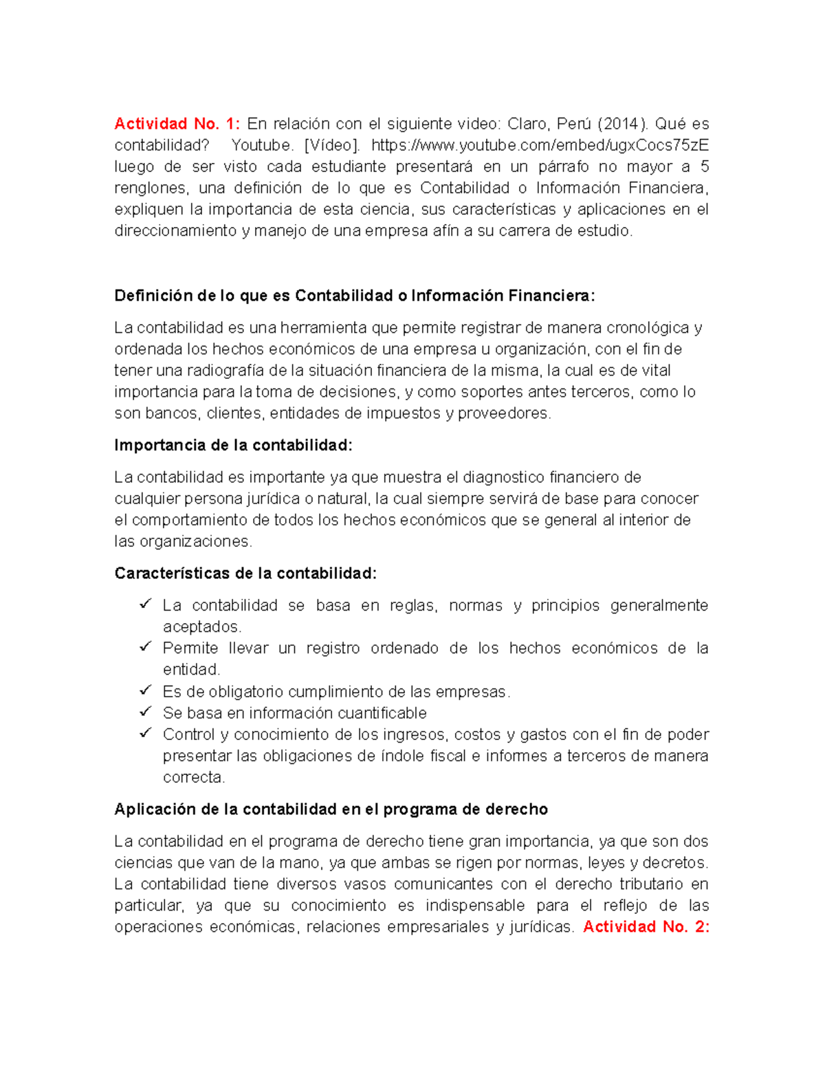 Tarea 4 Fundamentos Contables - Actividad No. 1: En relación con el ...