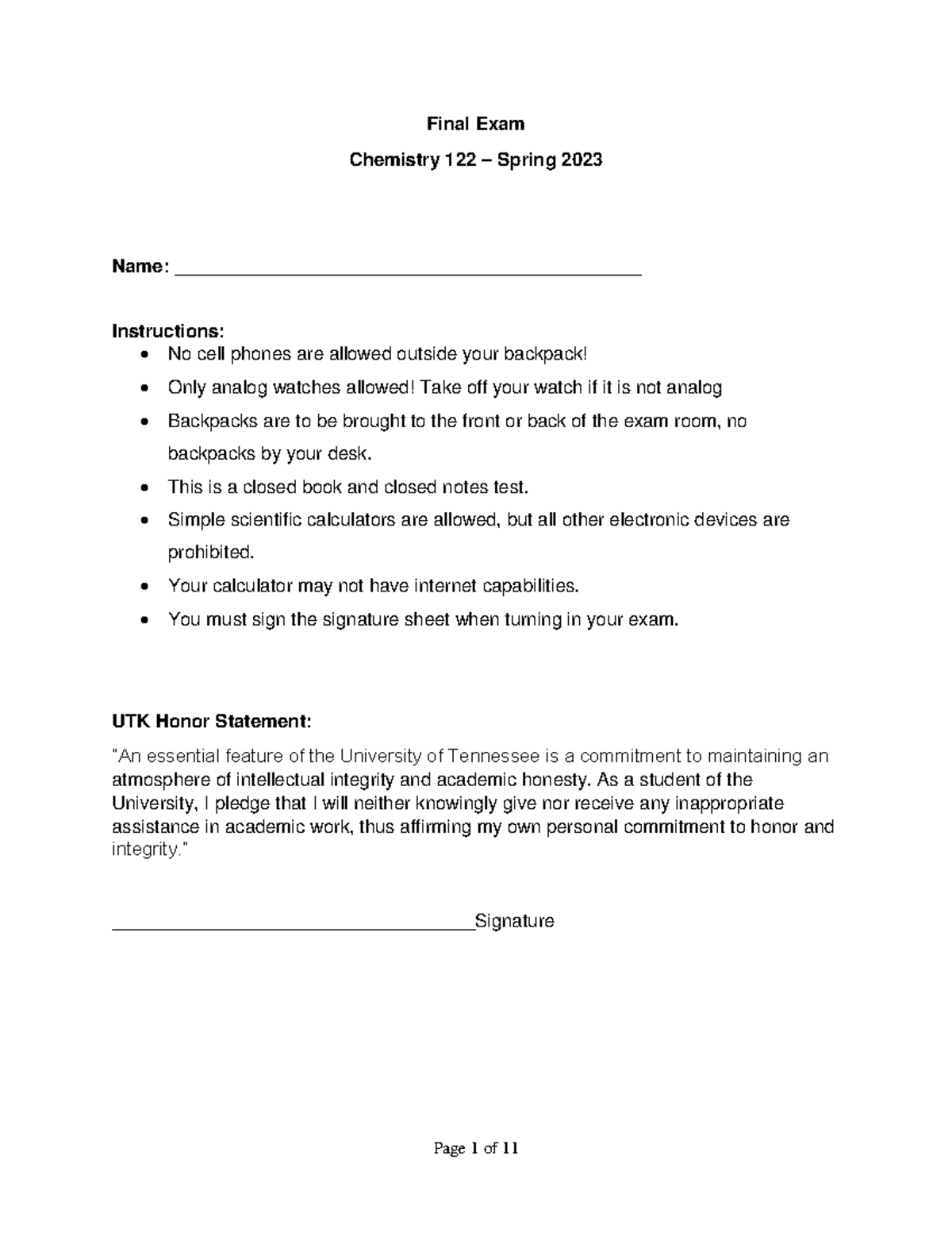 Chem 122 Final Exam Review - Study Material for Spring 2023 - Studocu