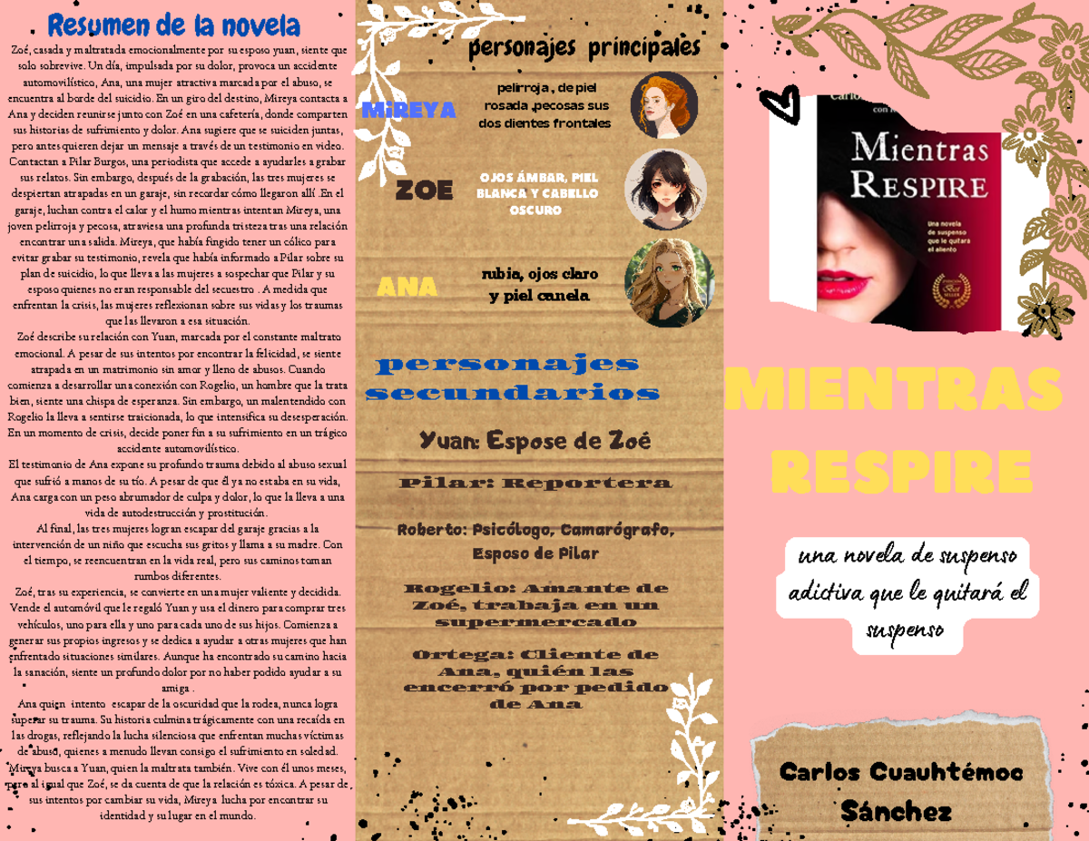 Análisis de la Novela "Mientras Respire": Personajes y Temas Clave - Studocu